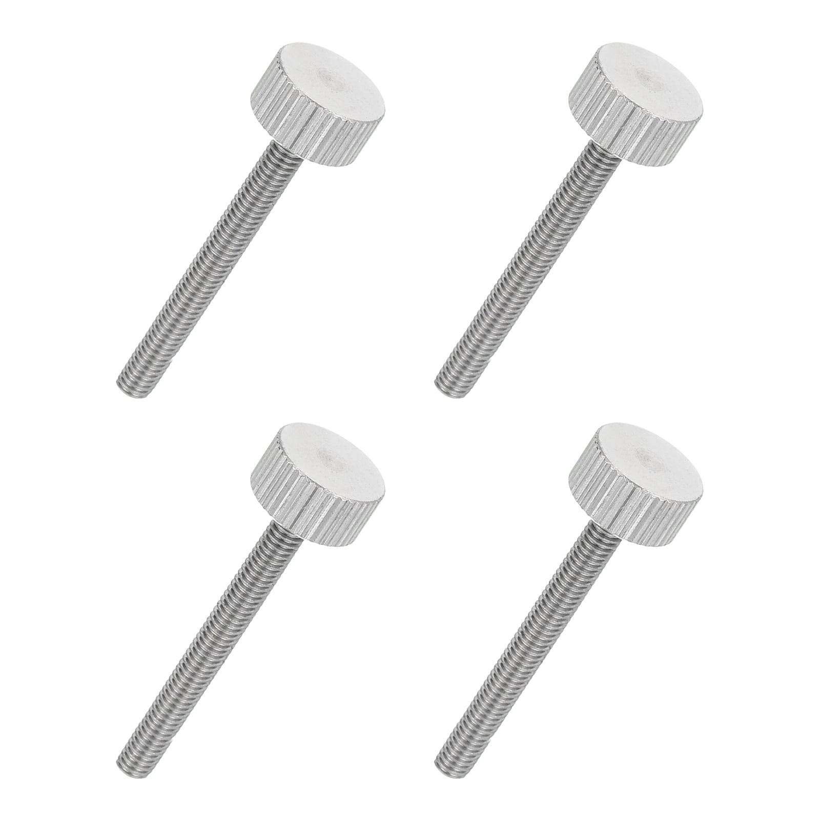 Uxcell 4 PCS M4 x 35mm Flat Knurled Head Thumb Screws,304 Stainless Steel Fully Threaded ...