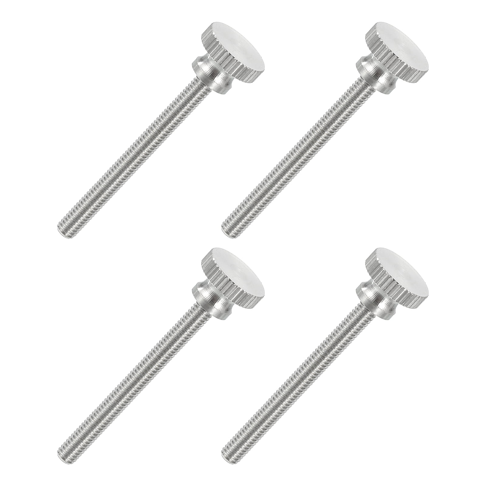 Uxcell 4 PCS M4 x 40mm Flat Knurled Head Thumb Screws,304 Stainless Steel Fully Threaded ...