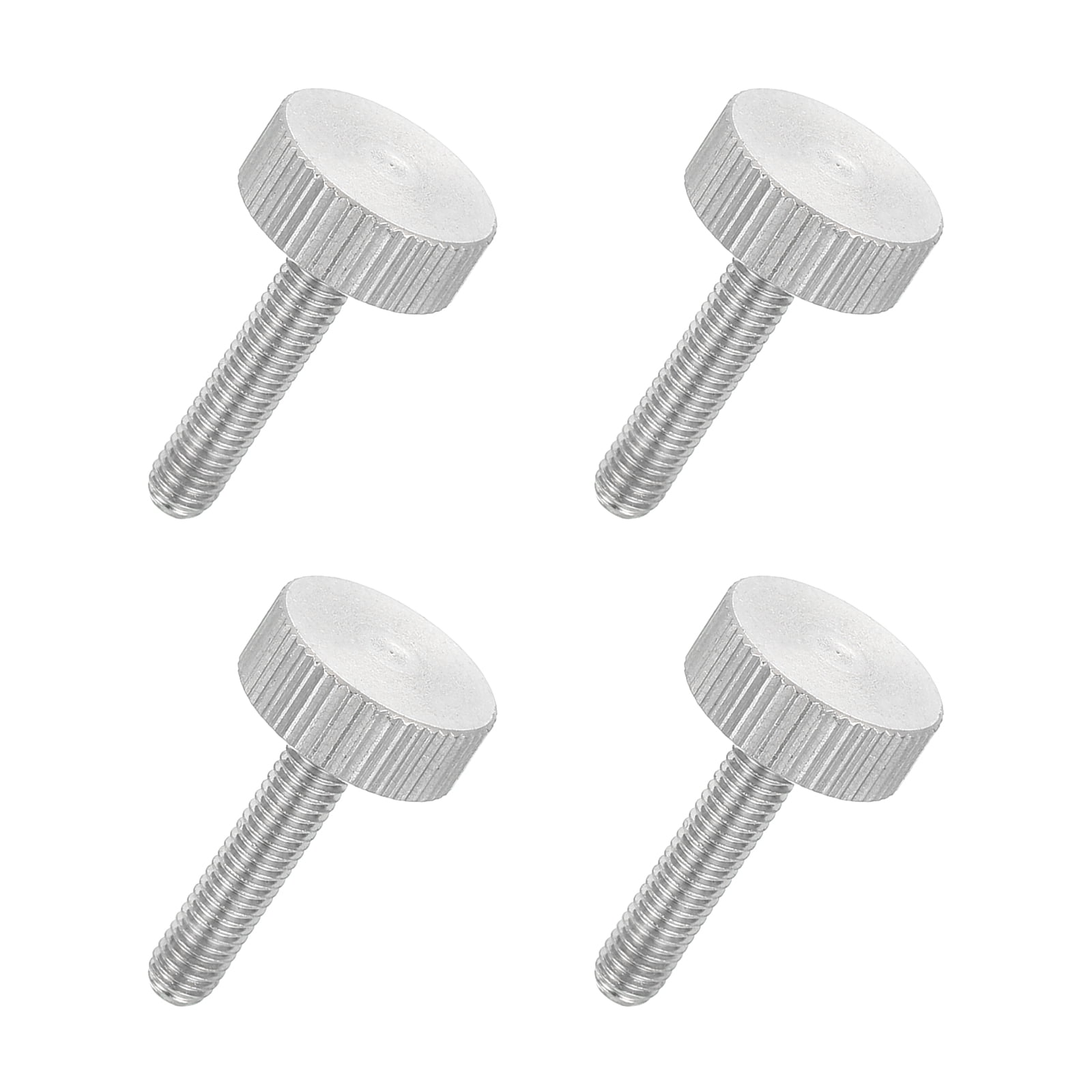 Uxcell 4 PCS M5 x 20mm Flat Knurled Head Thumb Screws,304 Stainless Steel Fully Threaded ...