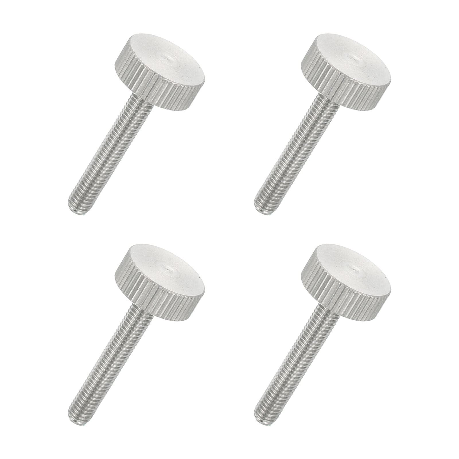 Uxcell 4 PCS M5 x 30mm Flat Knurled Head Thumb Screws,304 Stainless Steel Fully Threaded ...