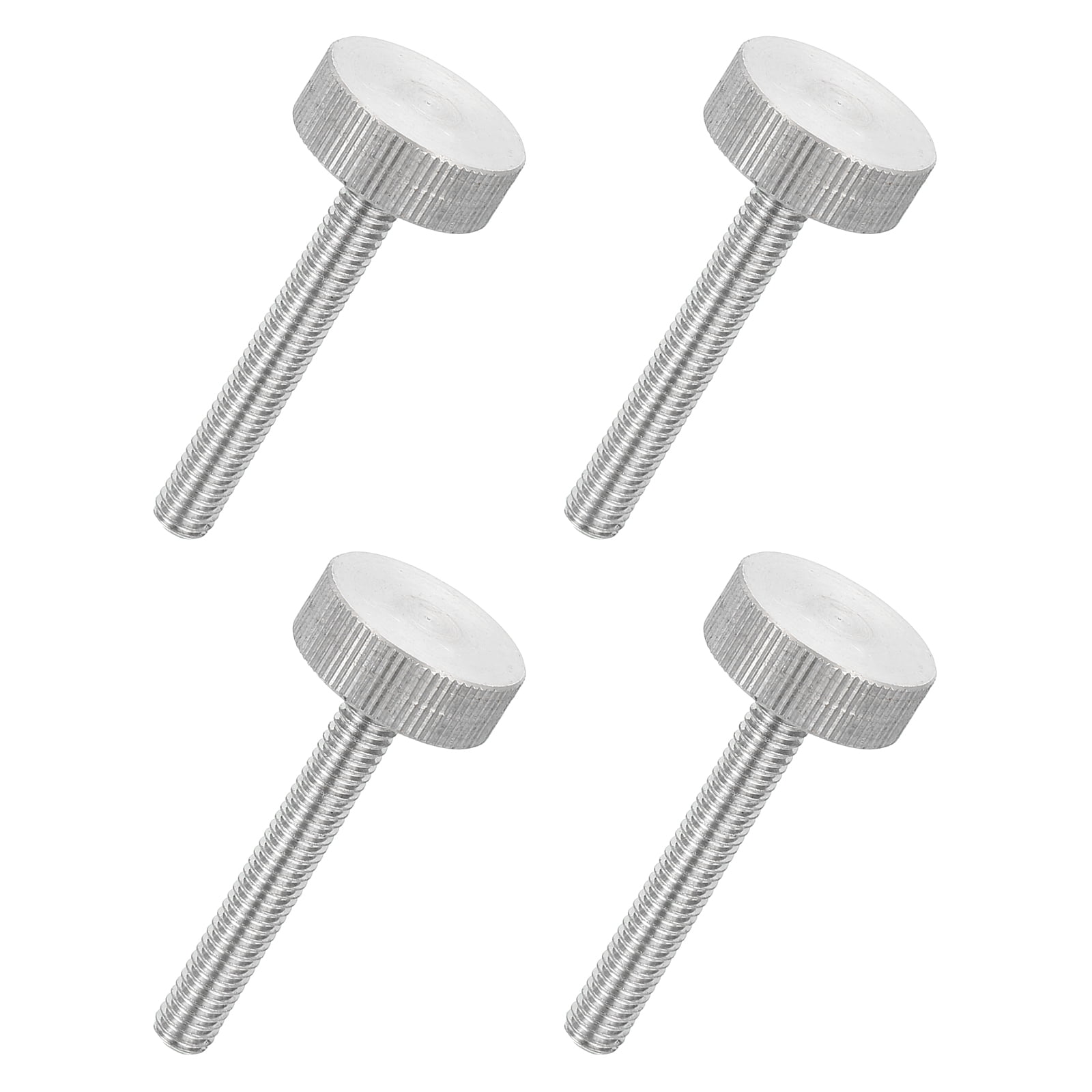 Uxcell 4 PCS M6 x 40mm Flat Knurled Head Thumb Screws,304 Stainless Steel Fully Threaded ...