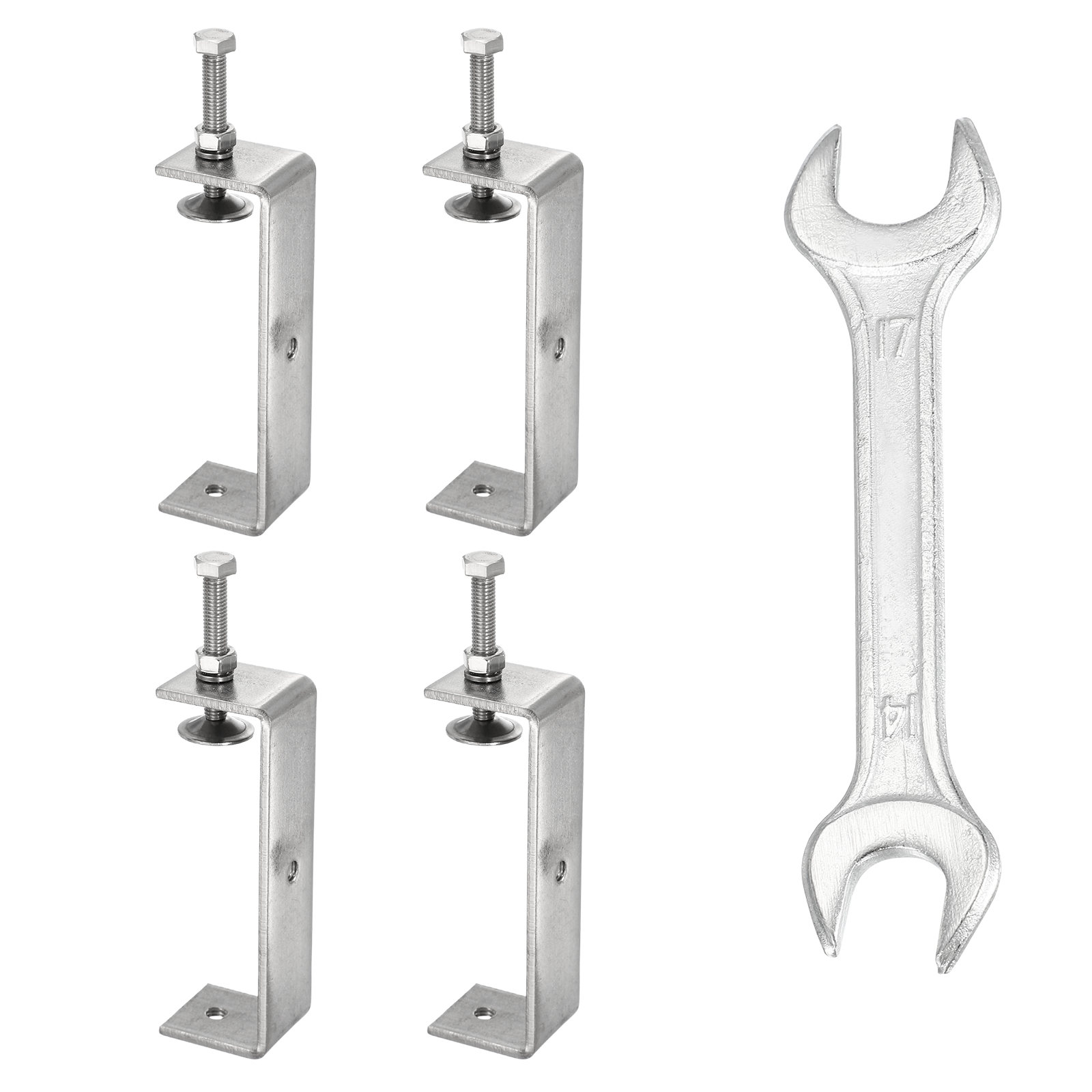 Uxcell 4 PCS Stainless Steel C Clamps Mini 4.72" (120mm) Wide Jaw ...
