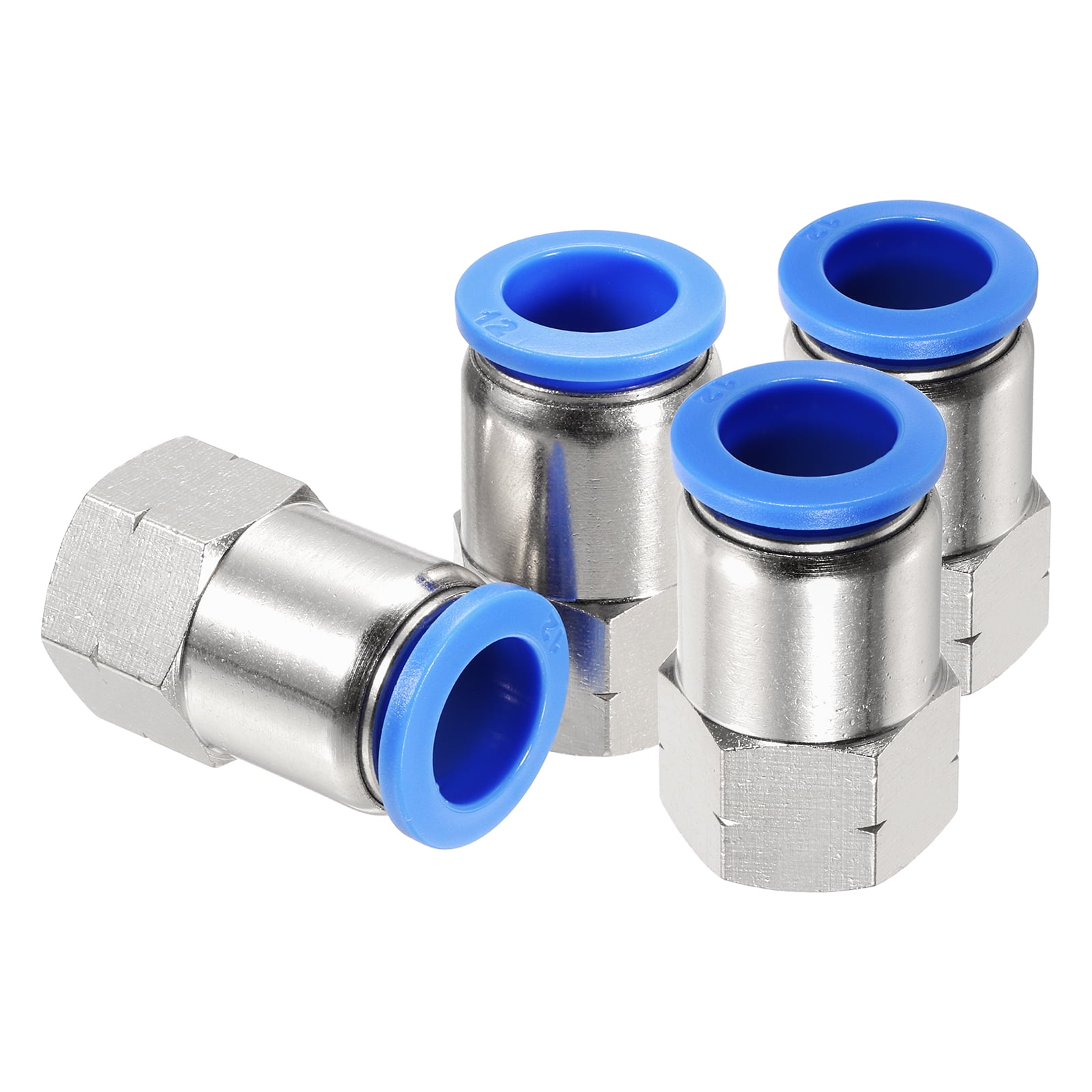 Uxcell 4 Pack 1/4" NPT Female Straight Thread Push to Connect Fittings ...