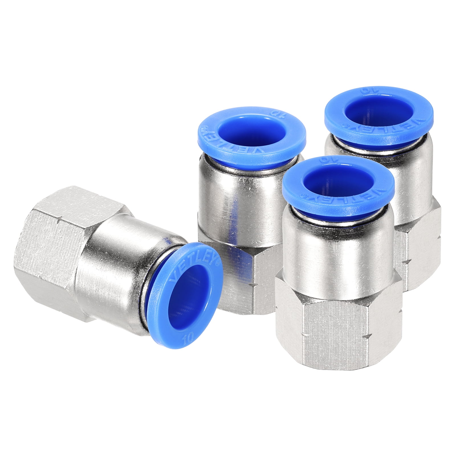 Uxcell 4 Pack 1/8" NPT Female Straight Thread Push to Connect Fittings, 3/8" Tube OD x 1/8" NPT ...
