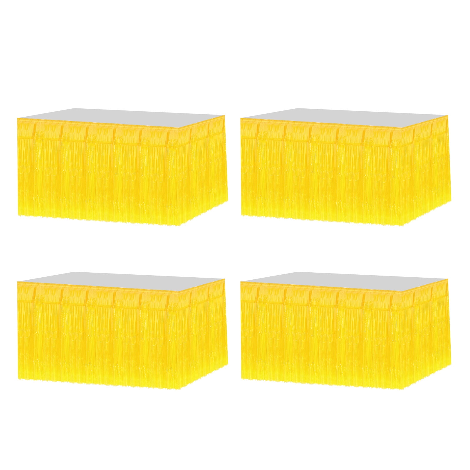 Uxcell 4 Pack 29x108 Inch Yellow Metallic Foil Fringe Tinsel Table ...
