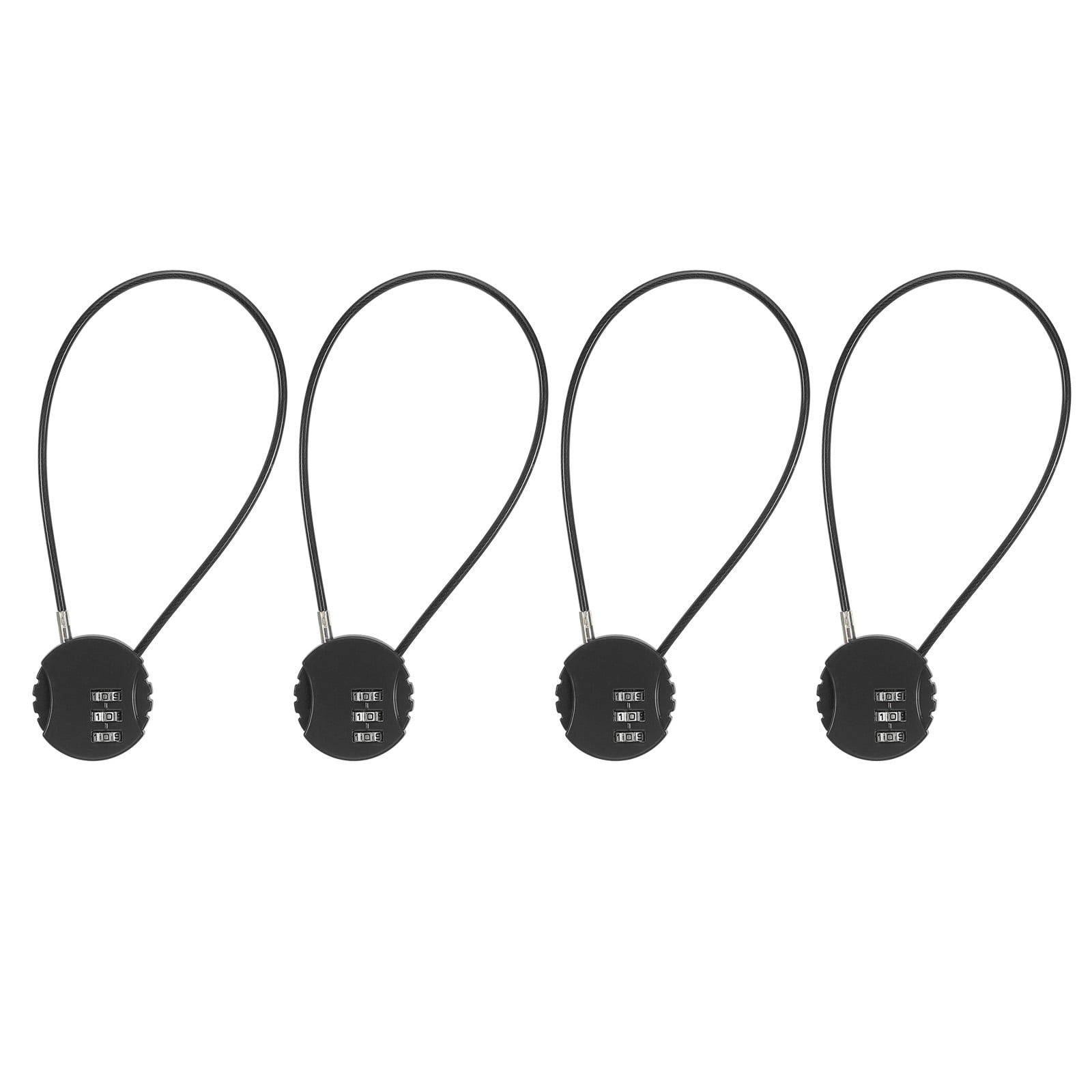 Uxcell 4 Pack 3 Digit Combination Lock,Round Helmet Padlock Cable Lock ...