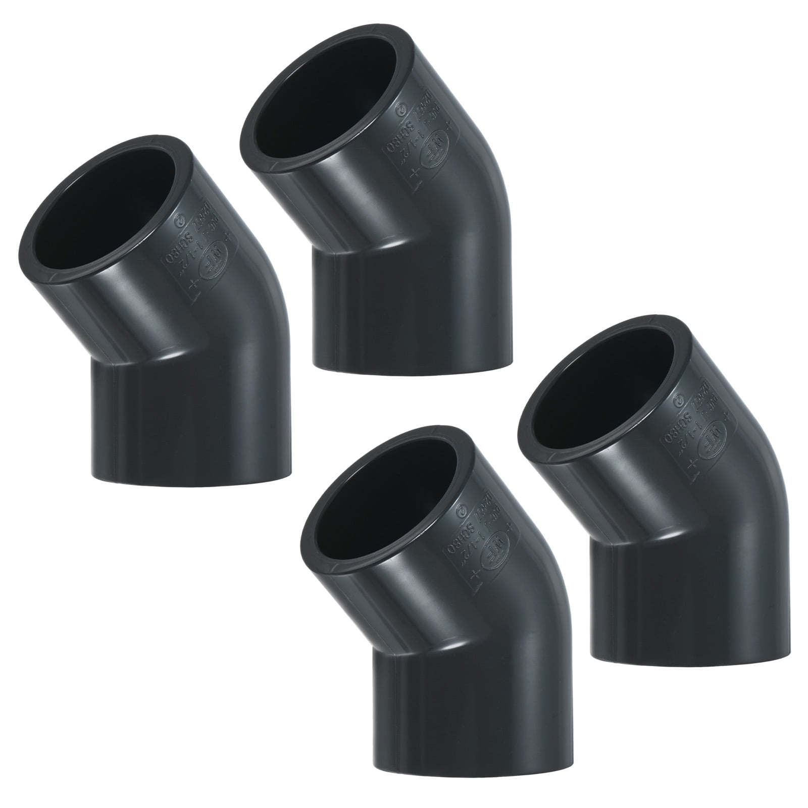 Uxcell 4-Pack 45 Degree Adapter Connector, 1-1/2" Socket UPVC Pipe ...