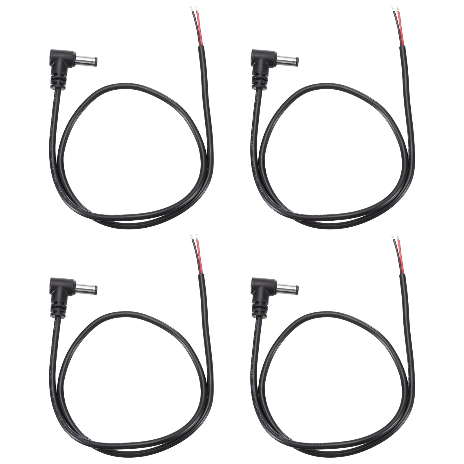 Uxcell 4 Pack 5.5mm x 2.1mm DC Power Pigtails Cable, 90 Degree Right ...
