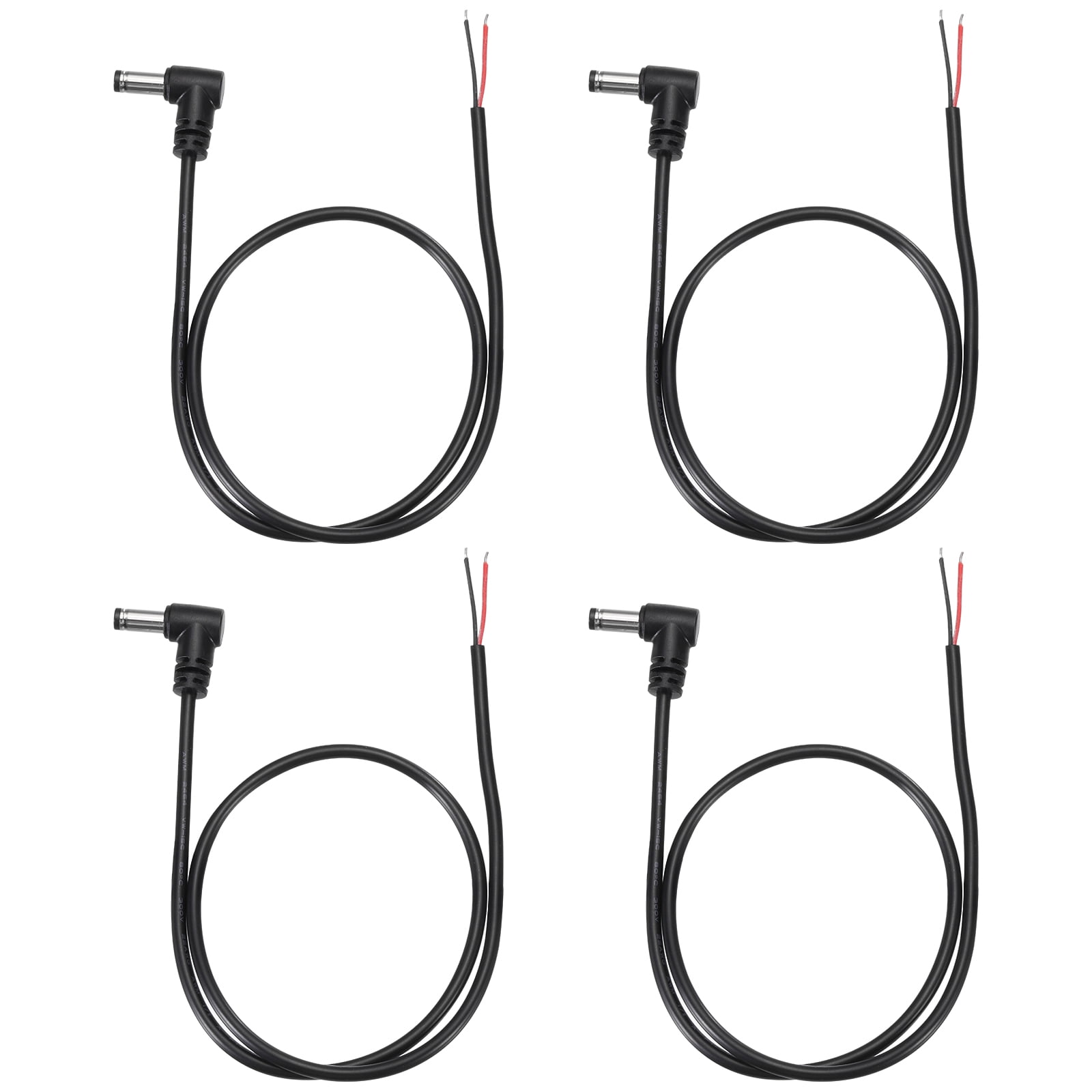 Uxcell 4 Pack 5.5mm x 2.5mm DC Power Pigtails Cable, 90 Degree Right ...