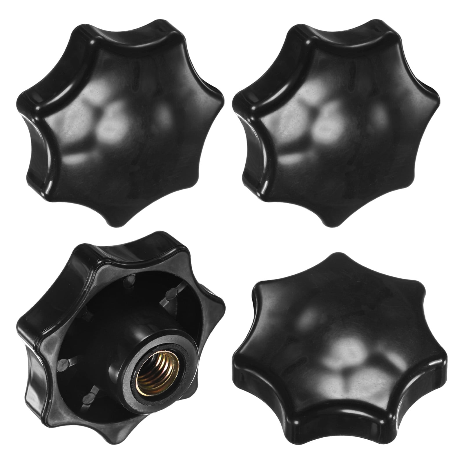 Uxcell 4-Pack 7 Star Knobs, M12 Female Thread 60mm Seven-Pointed Head Blind Hole Clamping Grip ...