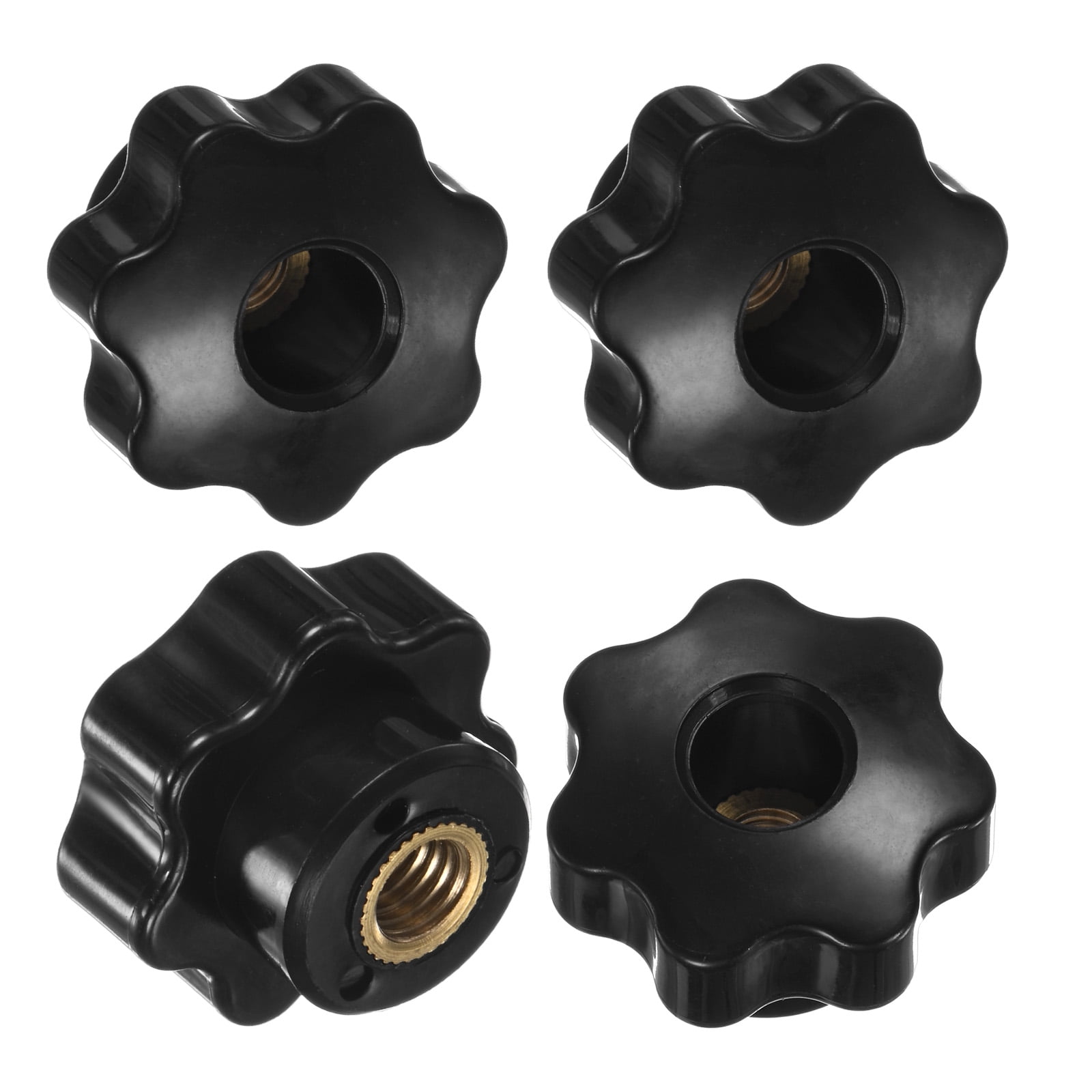 Uxcell 4-Pack 7 Star Knobs, M8 Female Thread 31mm Seven-Pointed Head Through Hole Clamping Grip ...