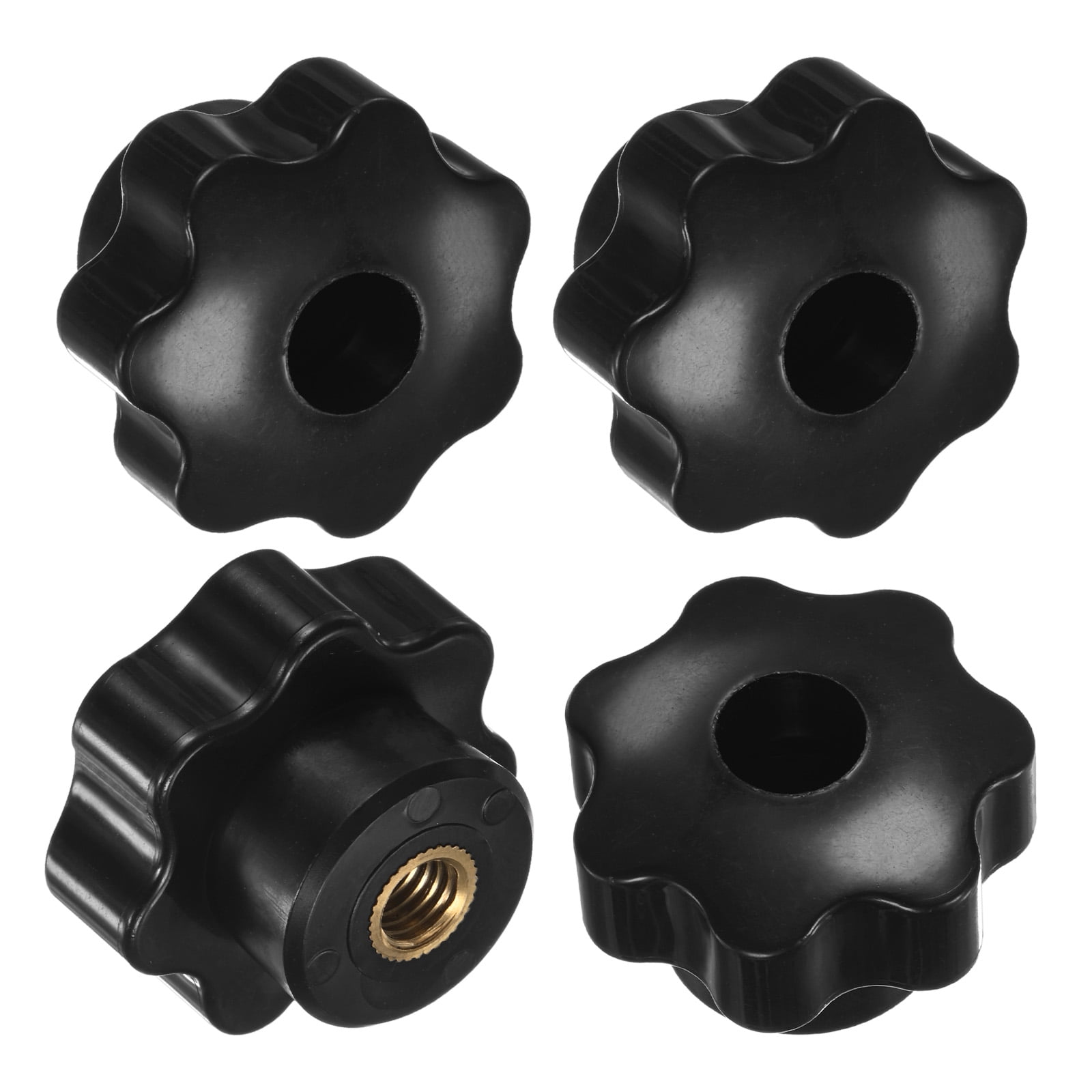 Uxcell 4-Pack 7 Star Knobs, M8 Female Thread 40mm Seven-Pointed Head Through Hole Clamping Grip ...