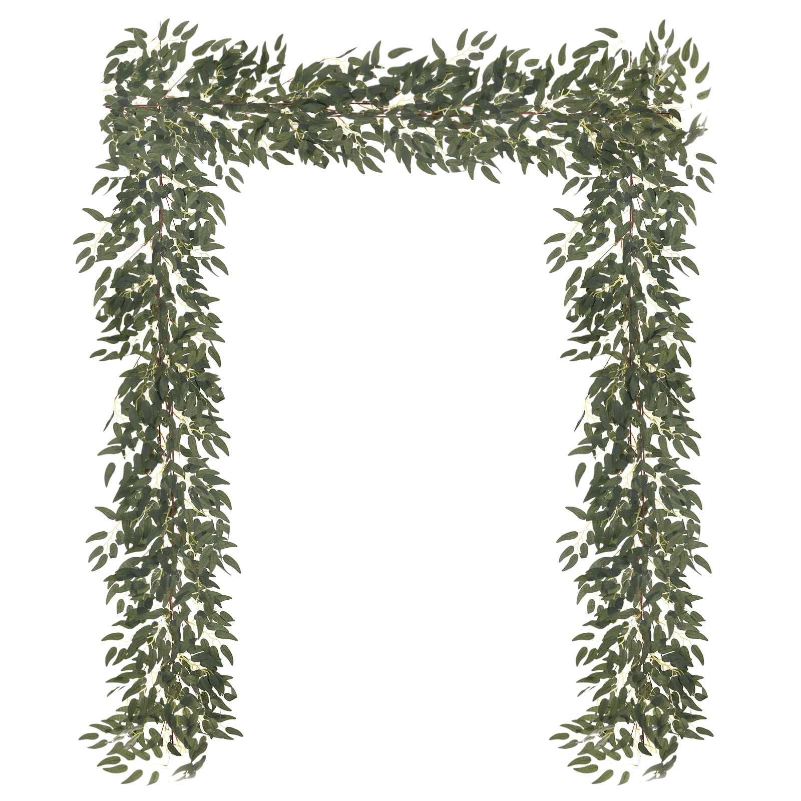 Uxcell 4-Pack Artificial Willow Vine Twigs with 54 Leaves 5.7Feet for ...