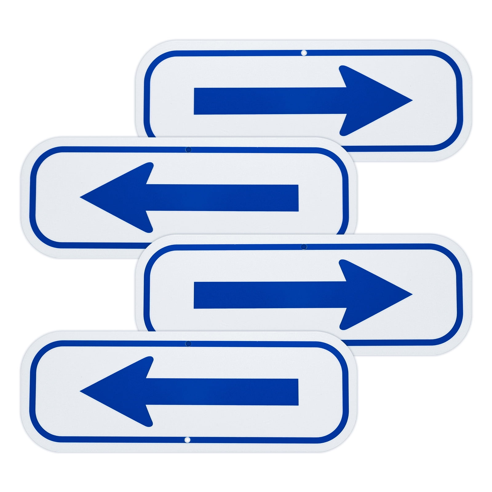 Uxcell 4-Pack Blue Arrow Signs, 9.84 x 3.54 Aluminum Reflective One-way ...