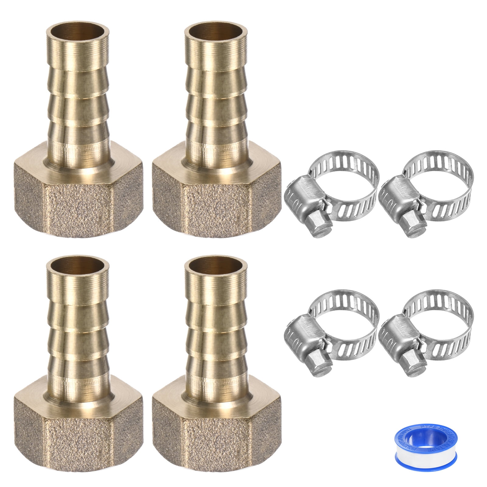 Uxcell 4-Pack Brass Hose Barb Fittings, 10mm x G3/8 Female Adapter Hose ...