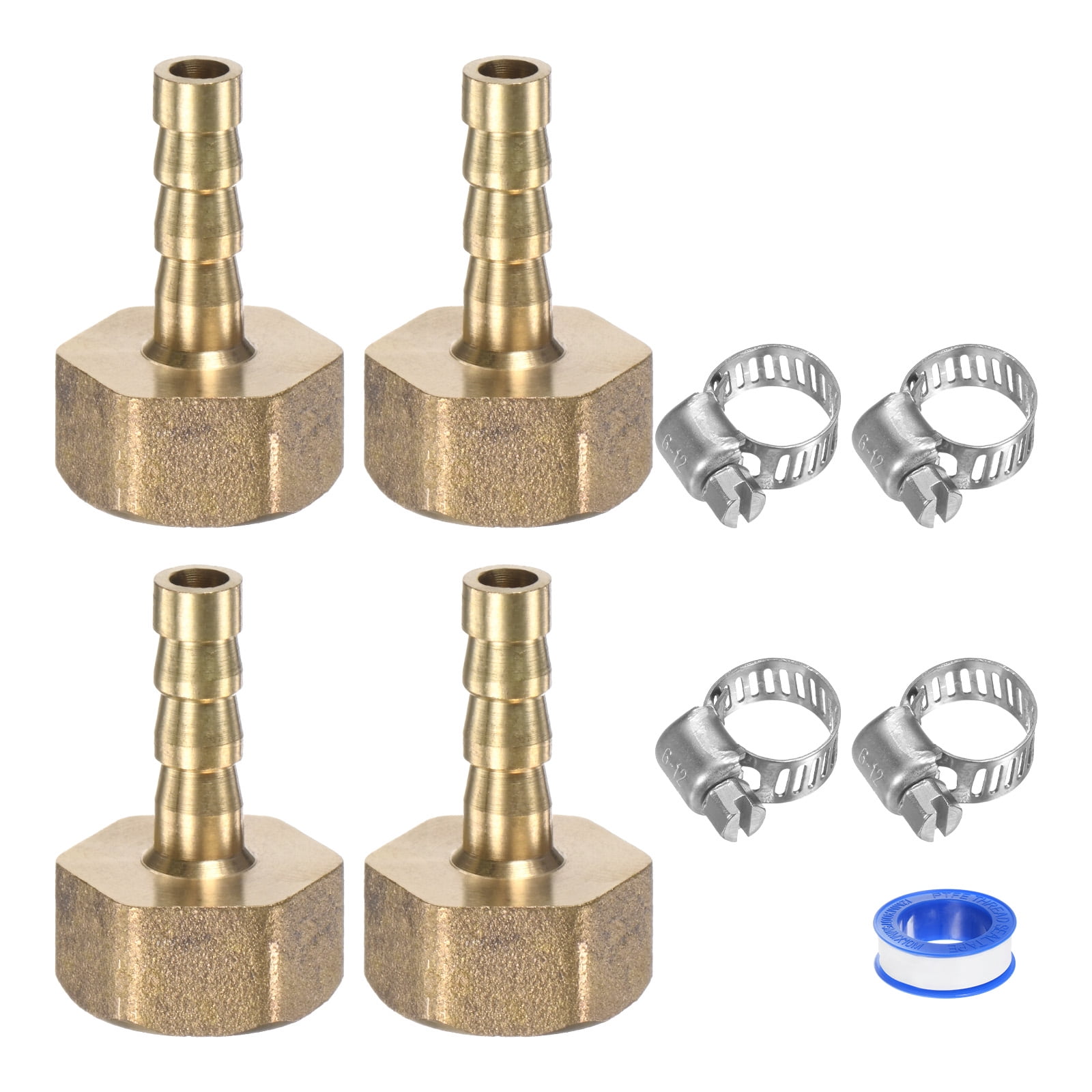 Uxcell 4-Pack Brass Hose Barb Fittings, 6mm x G3/8 Female Adapter Hose ...