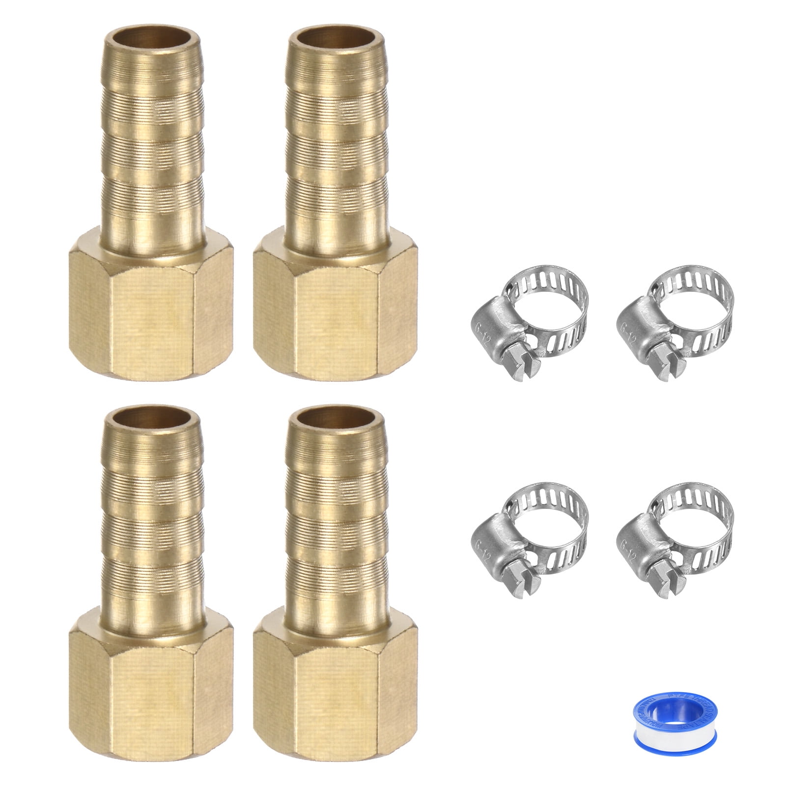 Uxcell 4-Pack Brass Hose Barb Fittings, 8mm x G1/8 Female Adapter Hose ...