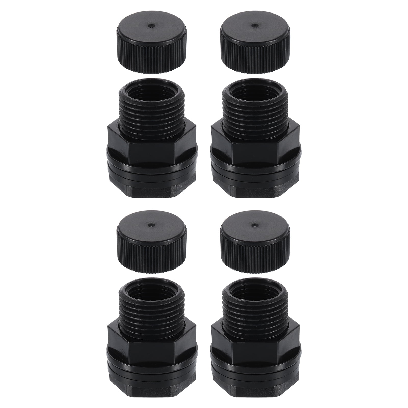 Uxcell 4 Pack Bulkhead Fitting with Plug, 1/2" NPT x 3/4" GHT Bulkhead ...