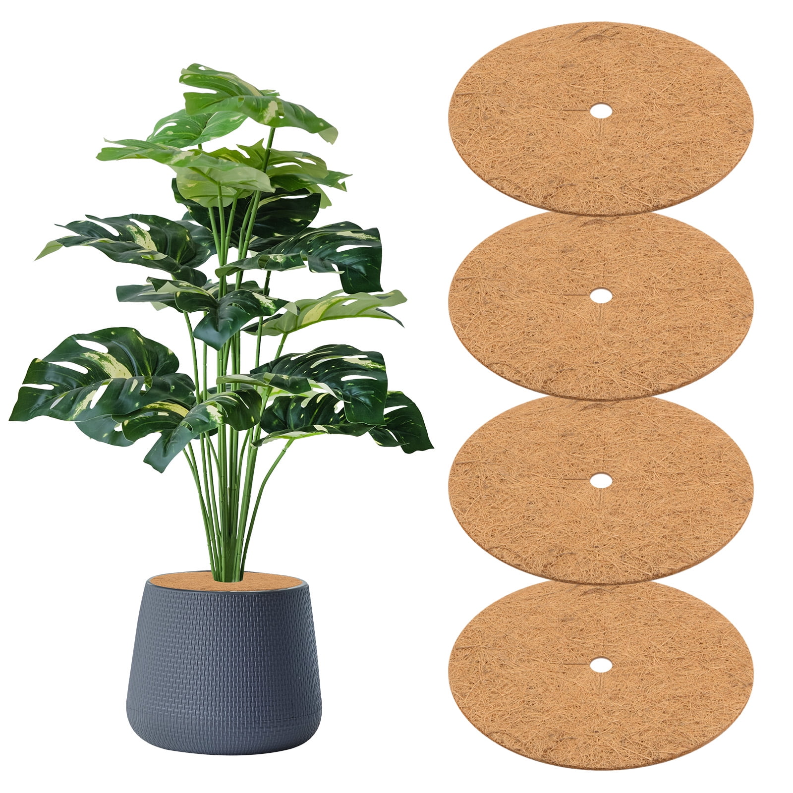 Uxcell 4-Pack Coconut Fibers Mulch Ring Tree Protector Mat, 15.7 Inch ...