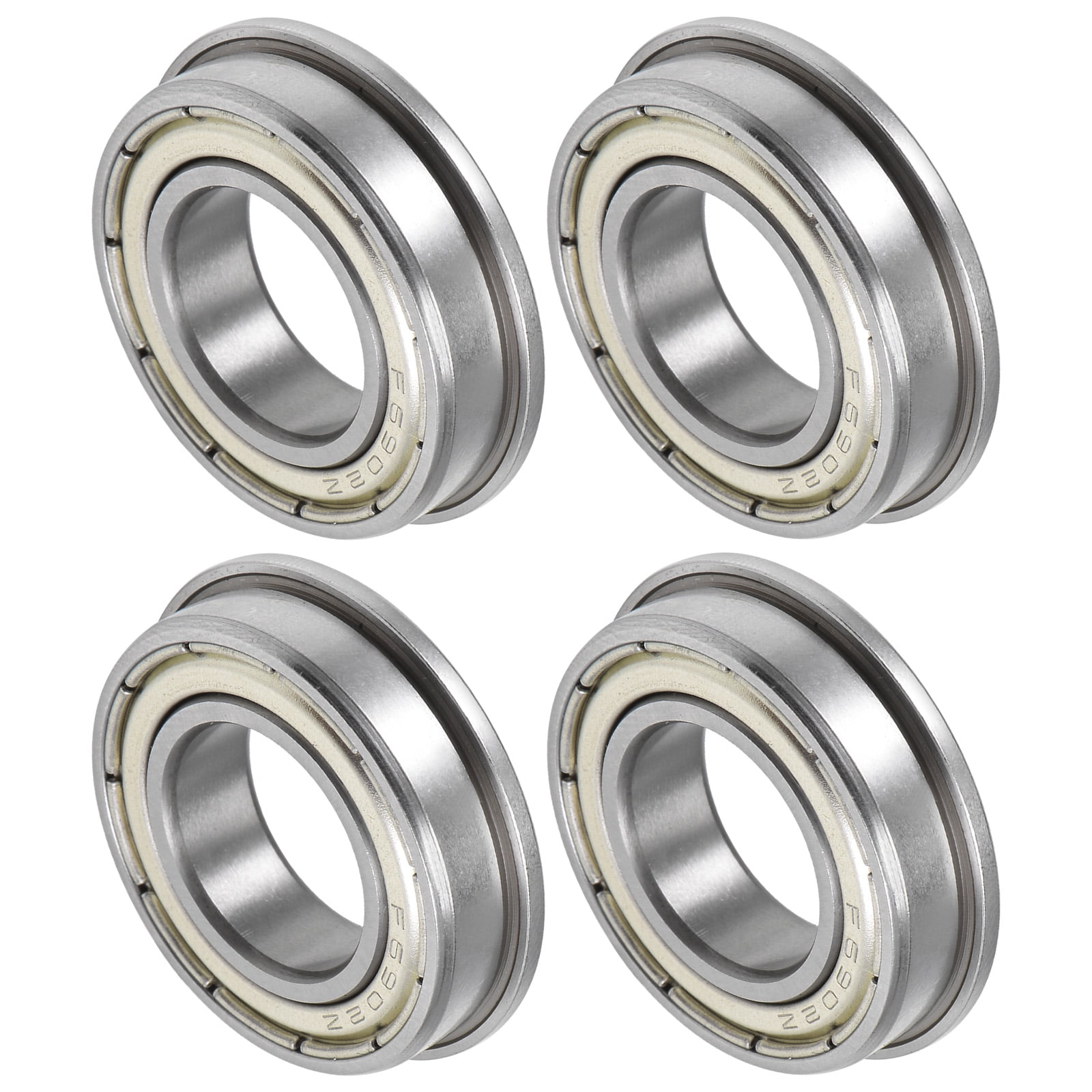 Uxcell 4-Pack F6902ZZ Flanged Ball Bearing, 15x28x7mm Metal Sealed ...