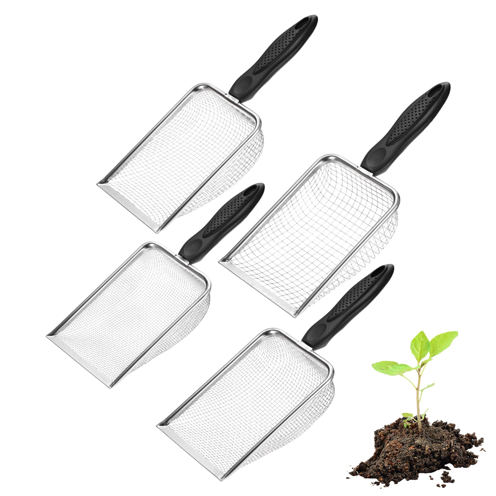 Uxcell 4-Pack Gardening Soil Sifter, 2.5/3.3/4/6 mm Mesh Stainless ...