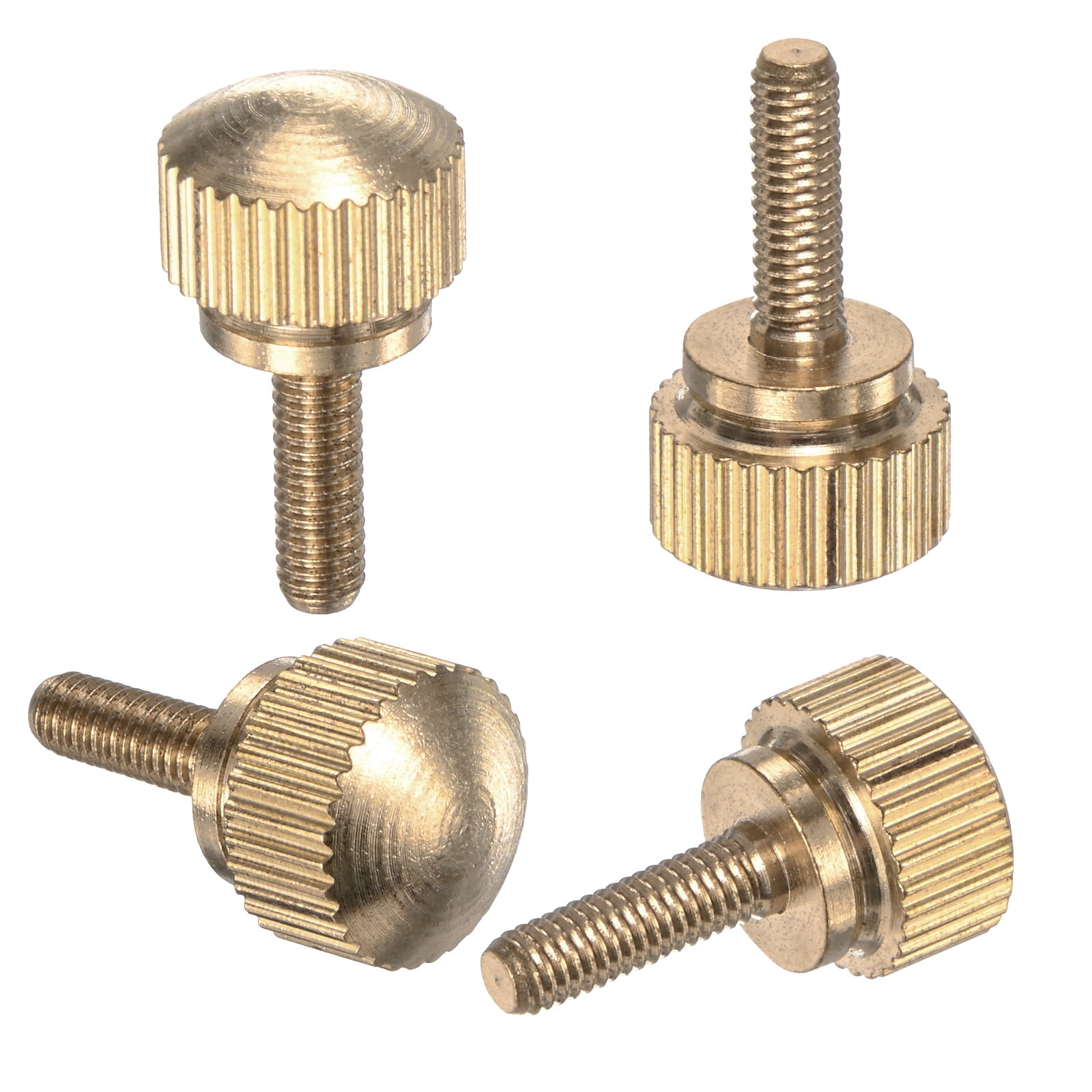 Uxcell 4-Pack Knurled Thumb Screws, M3x10mm Solid Brass Flat Head Knobs Bolts with Shoulder Grip ...