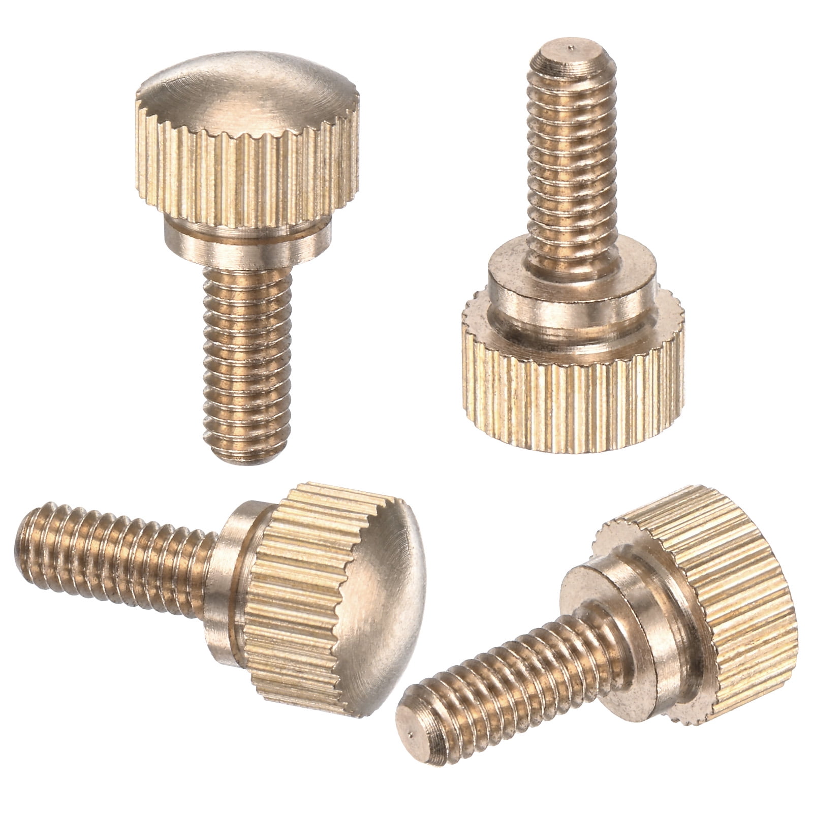 Uxcell 4-Pack Knurled Thumb Screws, M4x10mm Solid Brass Flat Head Knobs Bolts with Shoulder Grip ...
