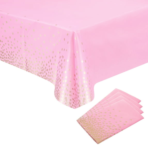 Uxcell 4 Pack Light Pink Disposable Plastic Tablecloths 54 Inch x 108 ...