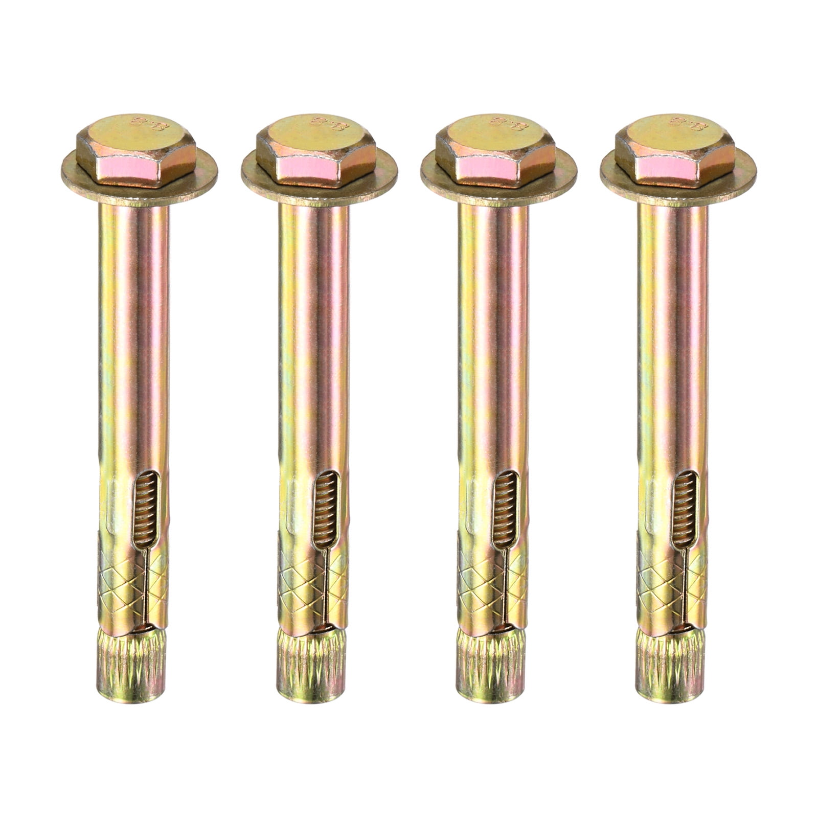 Uxcell 4-Pack M10 x 100mm Colored Galvanized Iron-Carbon Steel External ...