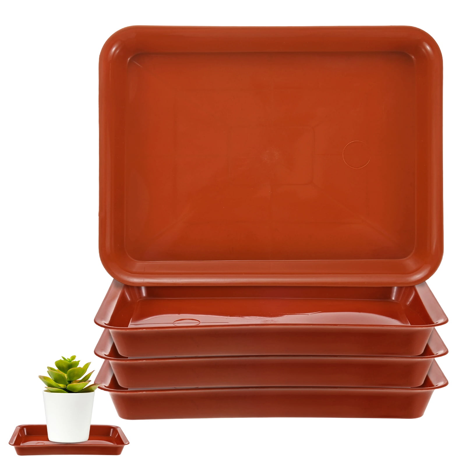 Uxcell 4-Pack Plastic Plant Saucers, 4.5 x 6.1 Inch ID Rectangular ...