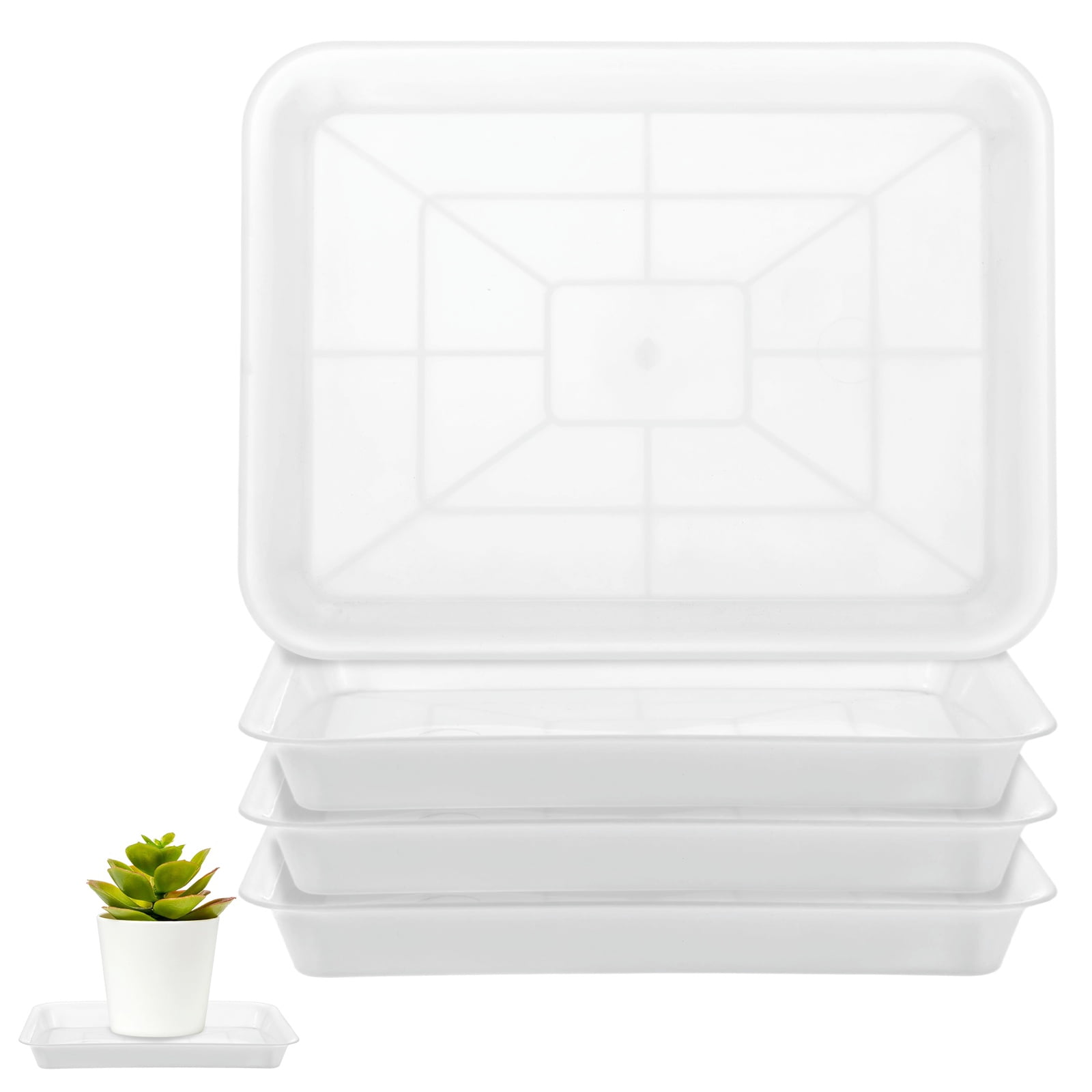 Uxcell 4-Pack Plastic Plant Saucers, 4.5 x 6.1 Inch ID Rectangular ...