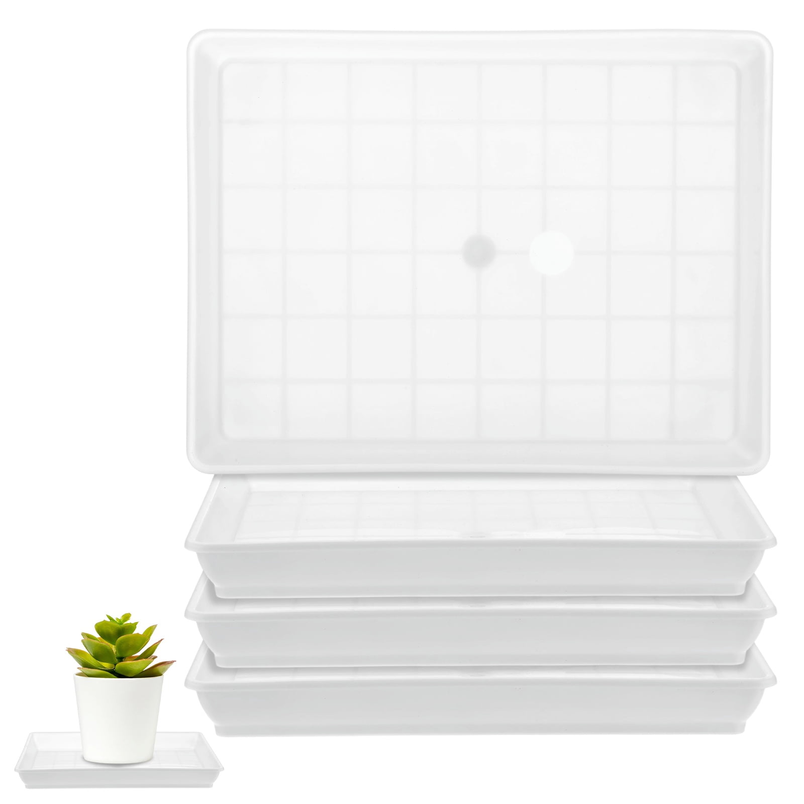 Uxcell 4-Pack Plastic Plant Saucers, 5.2 x 7.2 Inch ID Rectangular ...