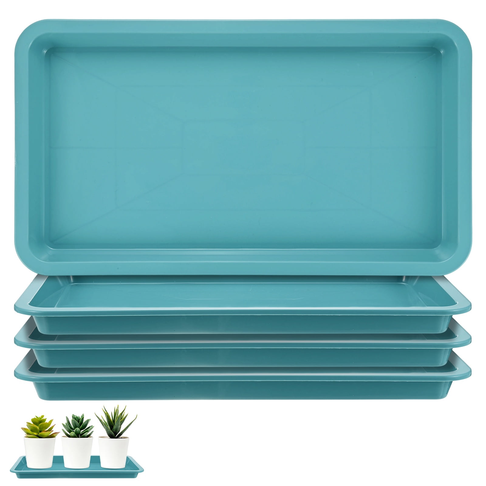 Uxcell 4-Pack Plastic Plant Saucers, 7.4 x 14.4 Inch ID Rectangular ...