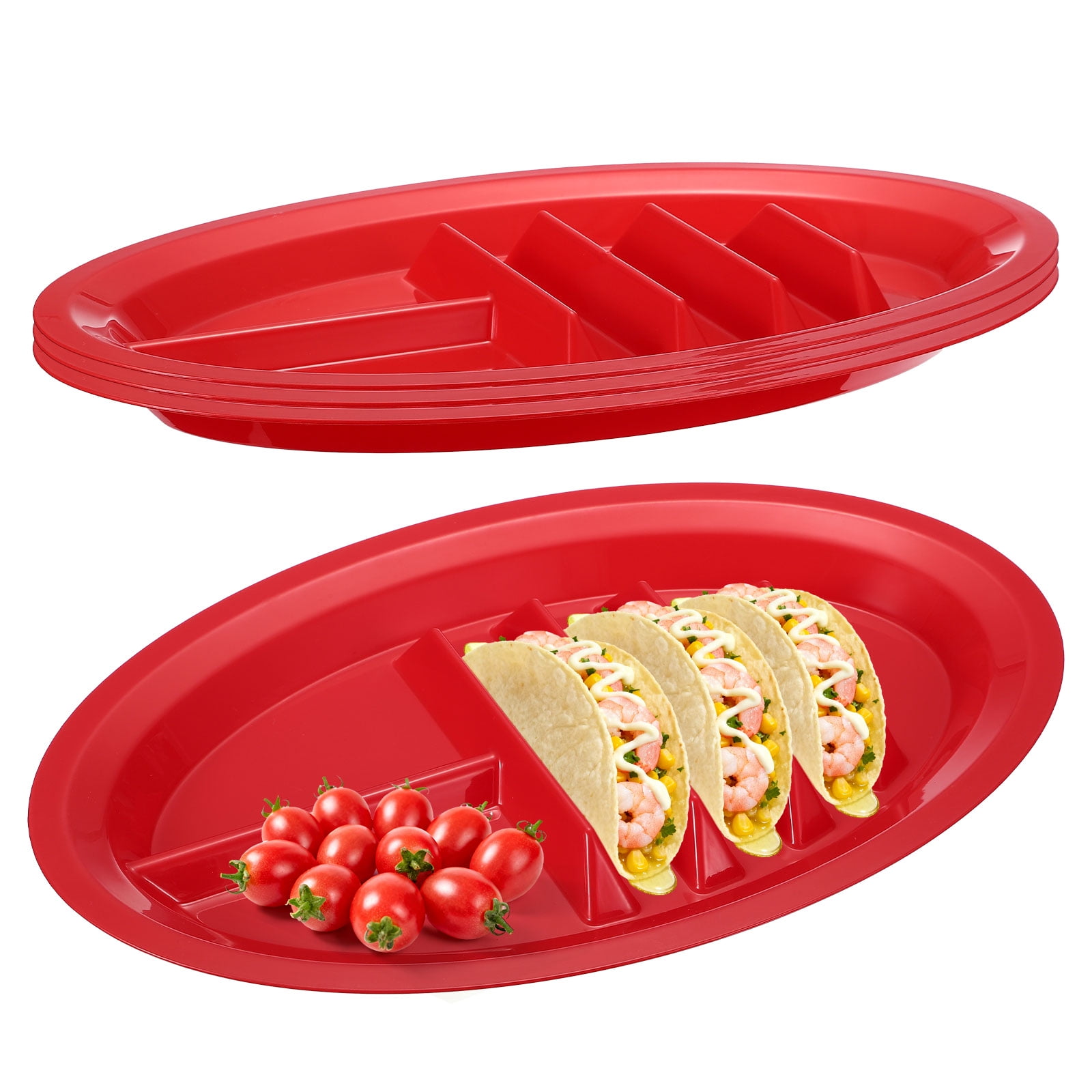 Uxcell 4 Pack Plastic Taco Plates for Party, 13x8.7" Taco Plate Plastic ...