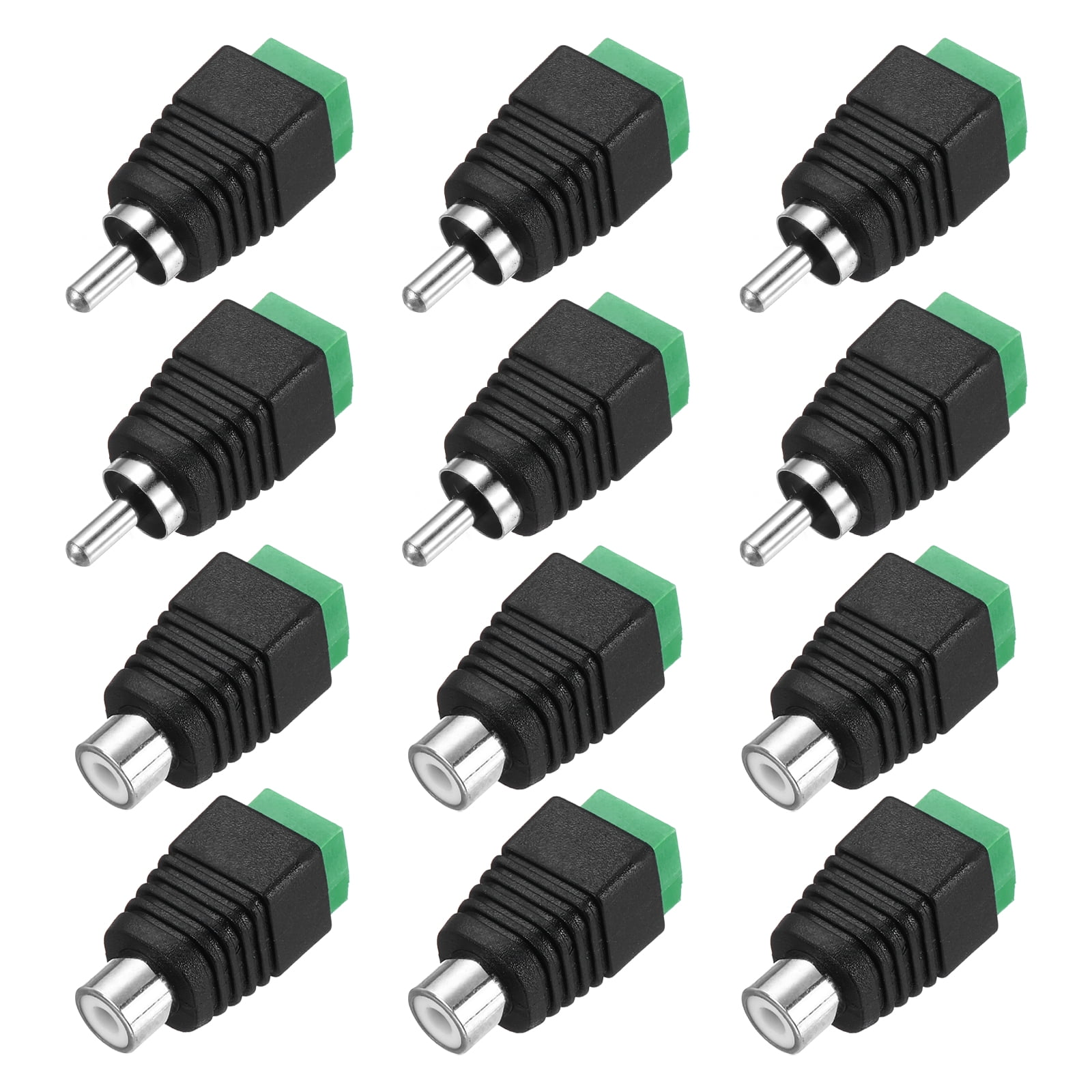 12 Pack RCA Cable Solderless Adapter, Audio/Video Speaker Wire RCA Male ...