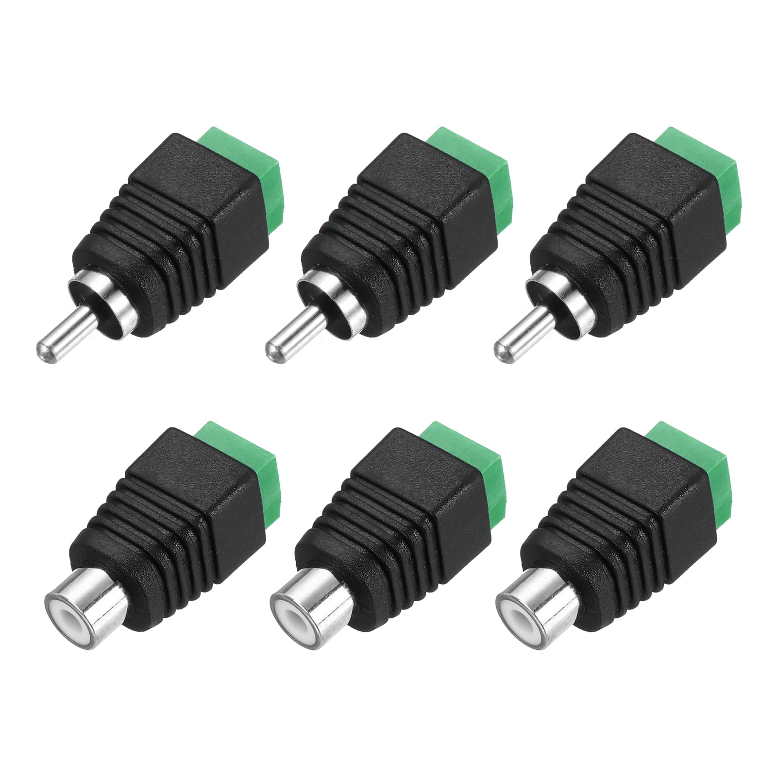6 Pack RCA Cable Solderless Adapter, Audio/Video Speaker Wire RCA Male ...