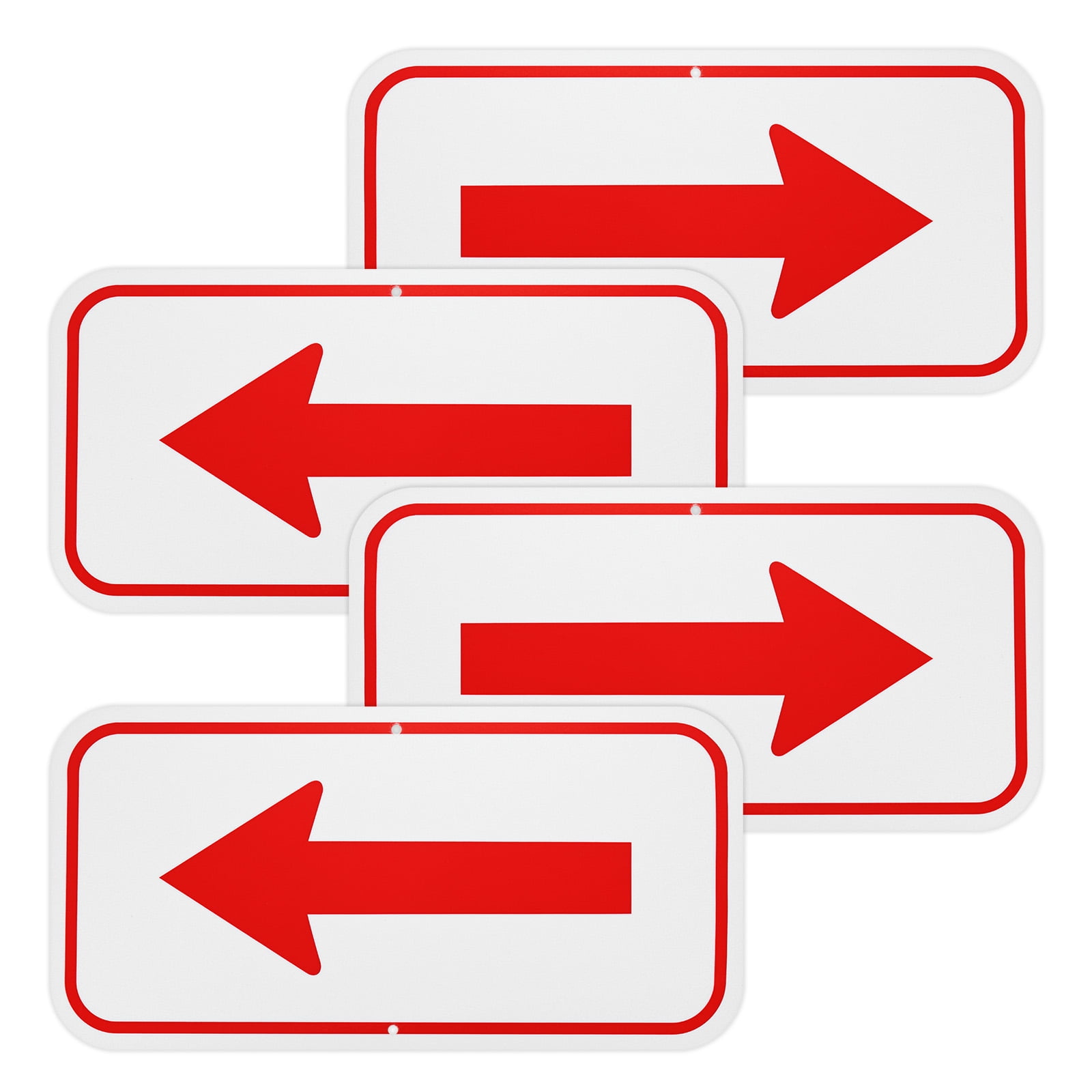Uxcell 4-Pack Red Arrow Signs, 11.81 x 5.91 Aluminum Reflective One-way ...