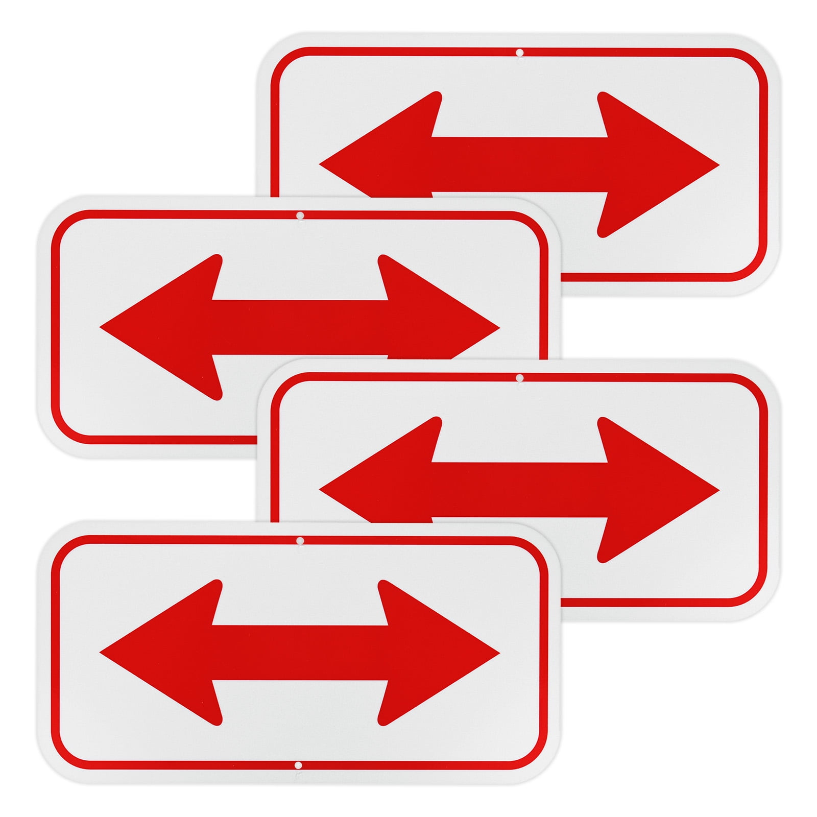 Uxcell 4-Pack Red Arrow Signs, 11.81 x 5.91 Aluminum Reflective Two-way ...
