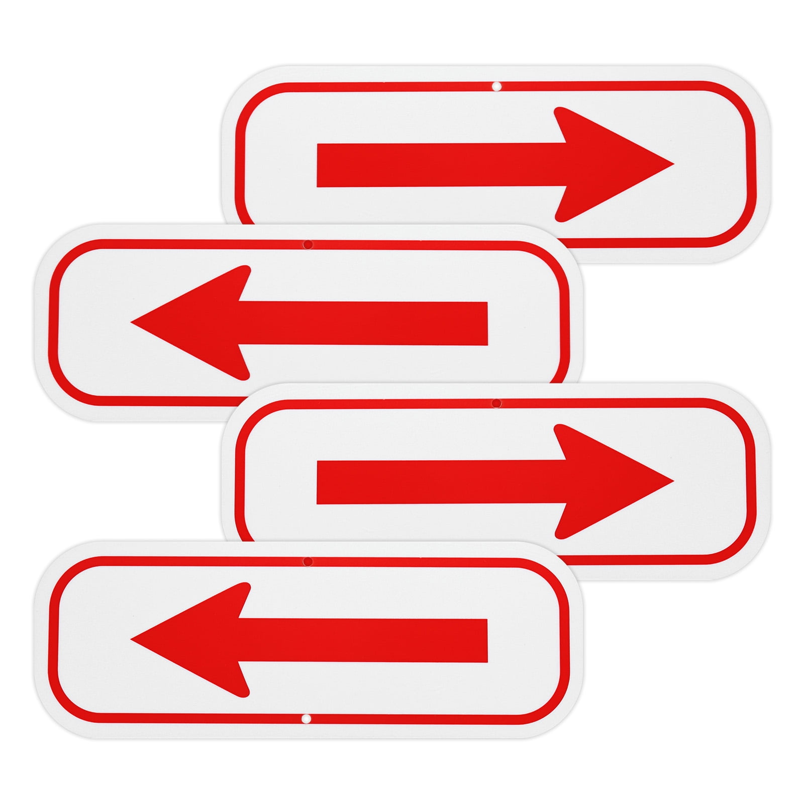 Uxcell 4-Pack Red Arrow Signs, 9.84 x 3.54 Aluminum Reflective One-way ...