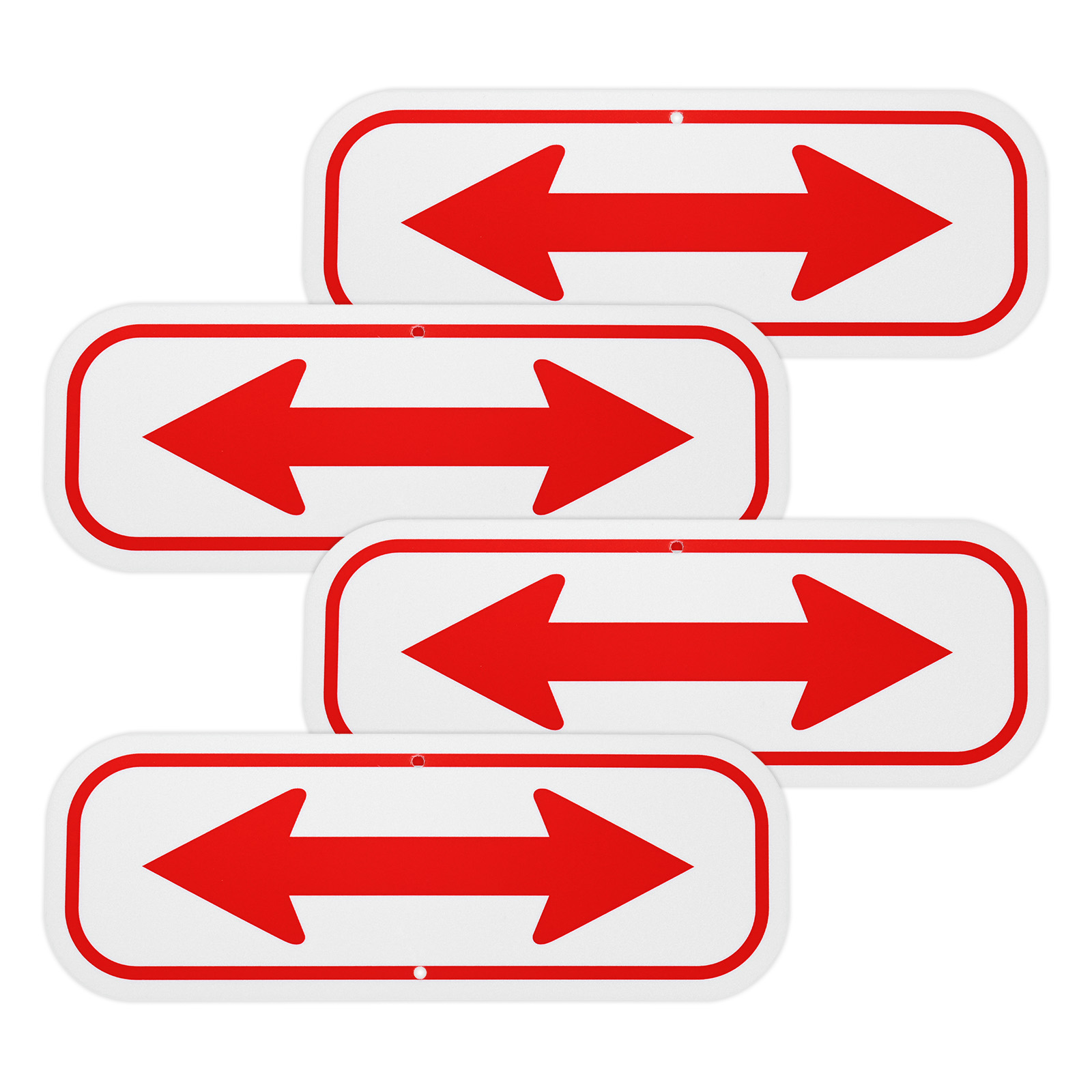 Uxcell 4-Pack Red Arrow Signs, 9.84 x 3.54 Aluminum Reflective Two-way ...