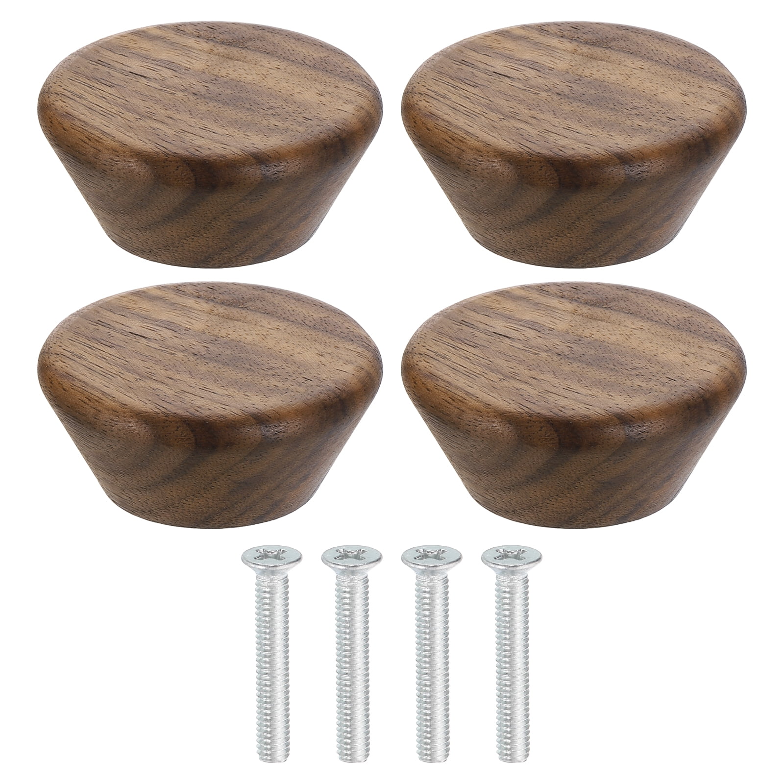 Uxcell 4 Pack Round Wood Drawer Knob, 1 3/4" Diameter Flat Head Dresser ...