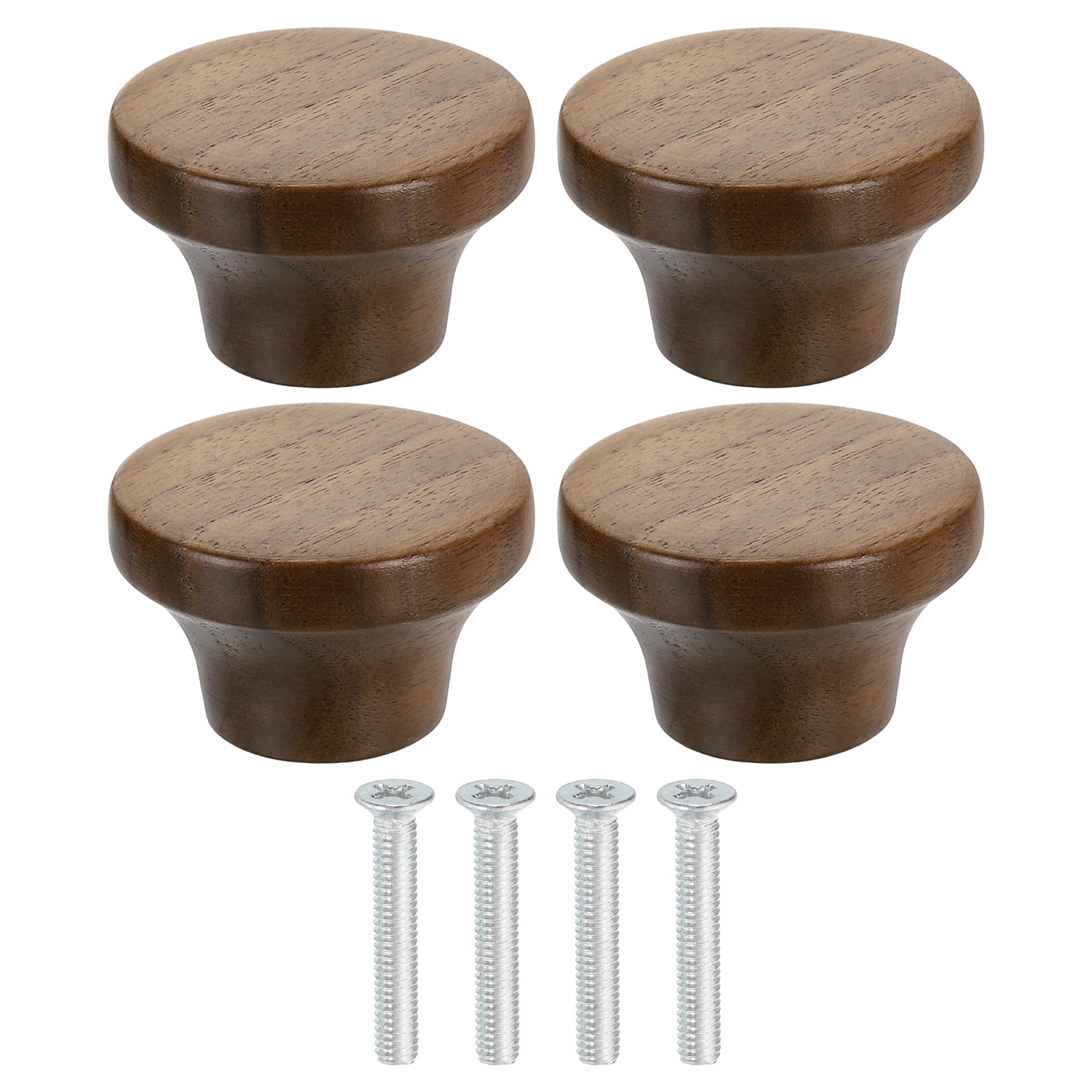 Uxcell 4 Pack Round Wood Drawer Knob, 1 5/8" Diameter Flat Head Dresser ...