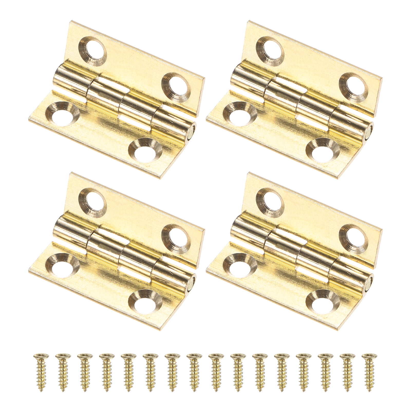 Uxcell 4-Pack Small Door Hinges, 5/7in (18mm) Brass Interior Folding ...