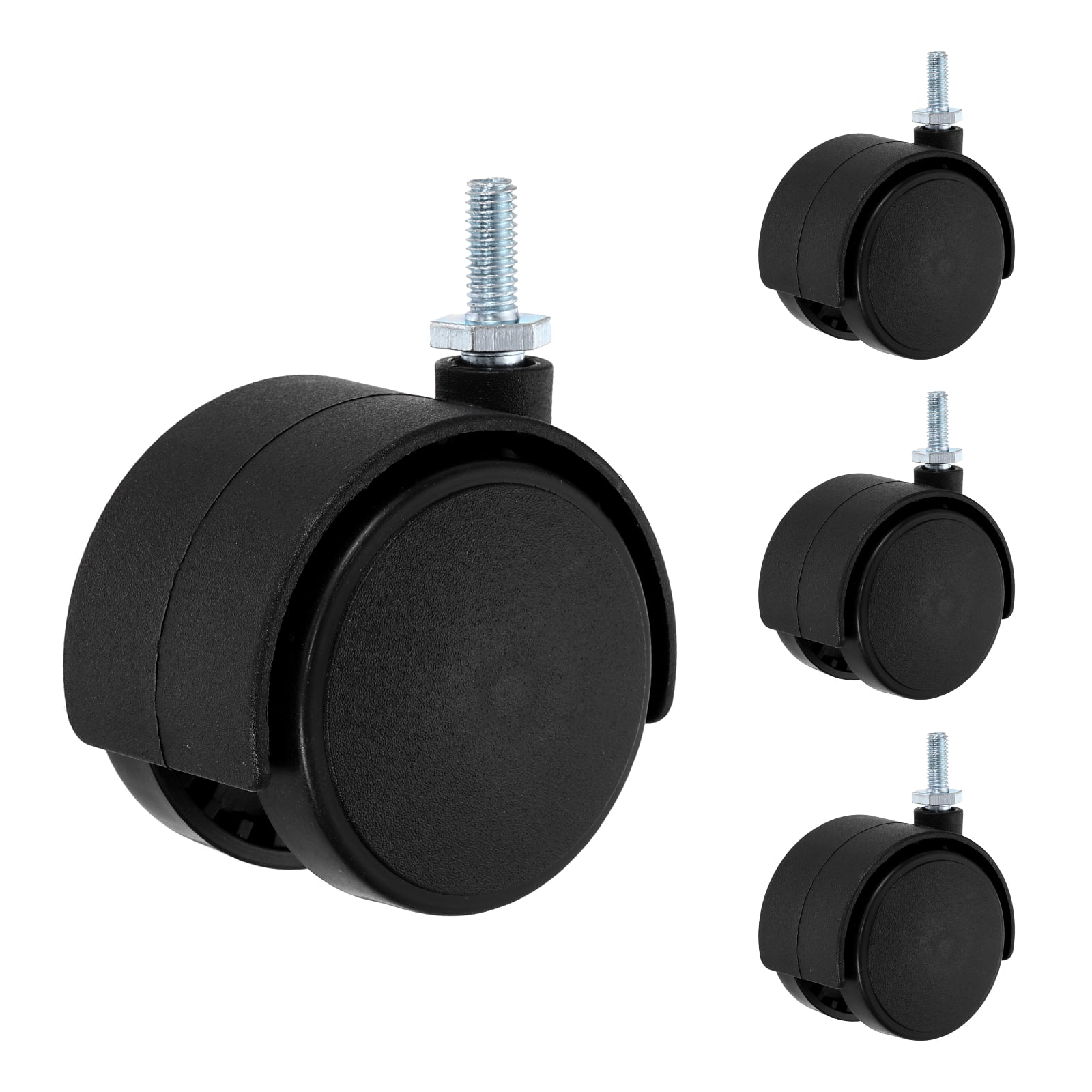 Uxcell 4 Pack Swivel Stem Caster Wheels, M6x15mm Threaded PP Furniture ...