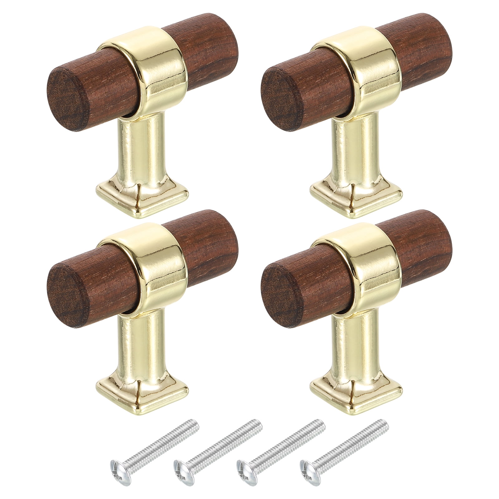 Uxcell 4 Pack T-Bar Wooden Drawer Pulls, 1.57" x 0.69" Wood Cabinet ...