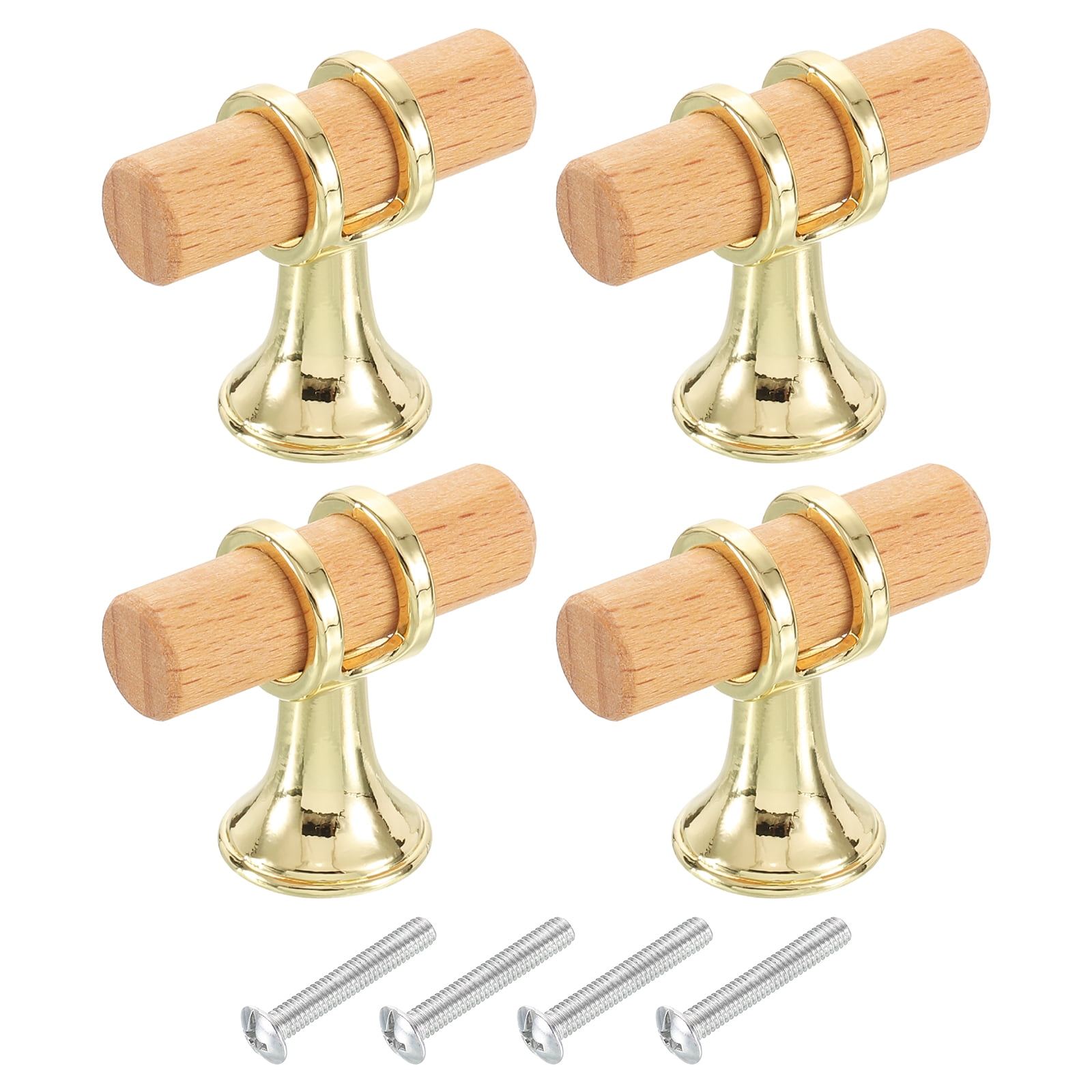Uxcell 4 Pack T-Bar Wooden Drawer Pulls, 1.57" x 0.75" Wood Cabinet ...