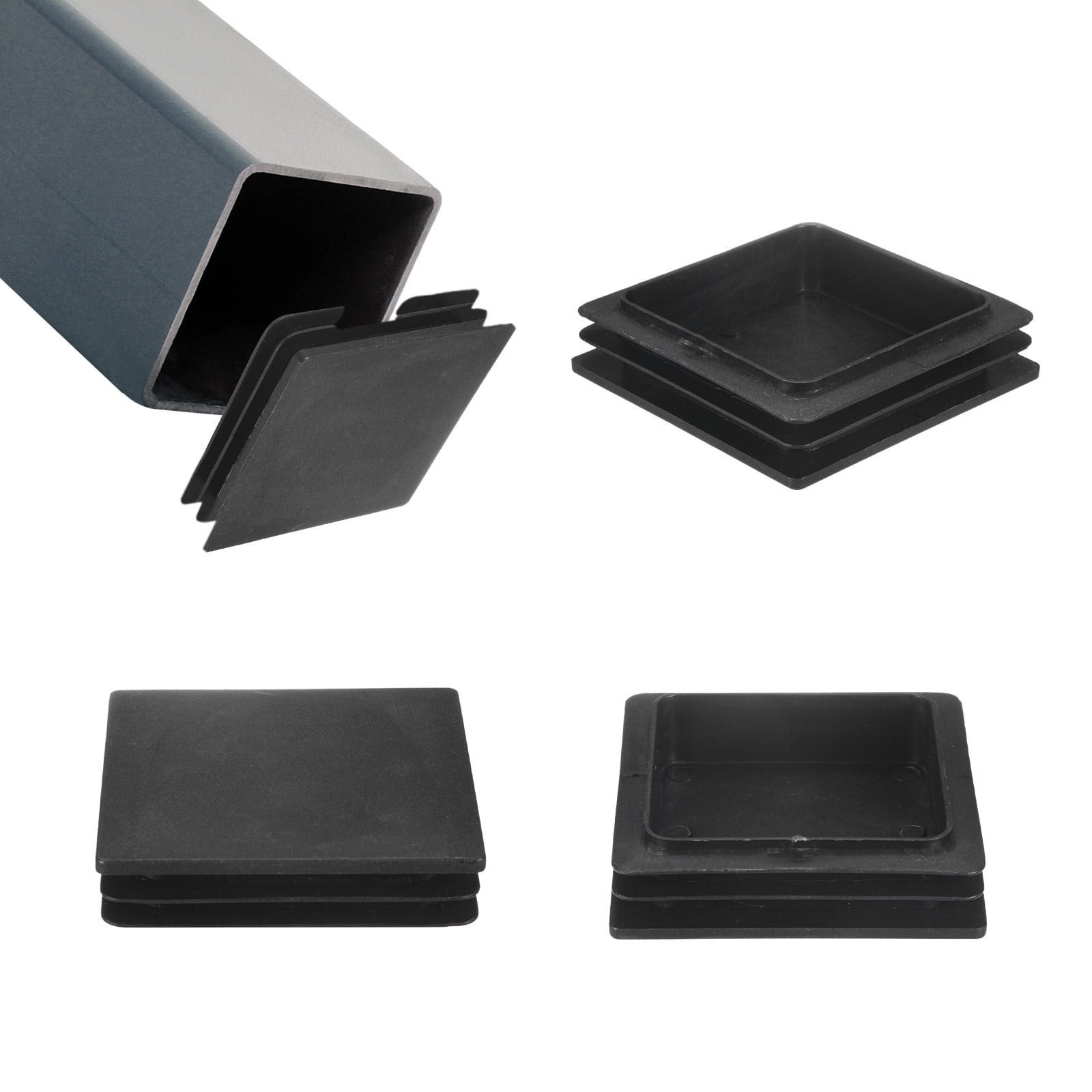 Uxcell 4-Pack Tubing End Caps, 3 8/9 x 3 8/9 Inch Plastic Square Hole ...