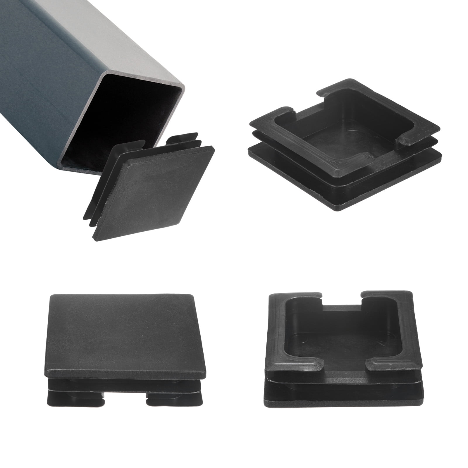 Uxcell 4-Pack Tubing End Caps, 3 x 3 Inch Plastic Square Hole Plugs ...