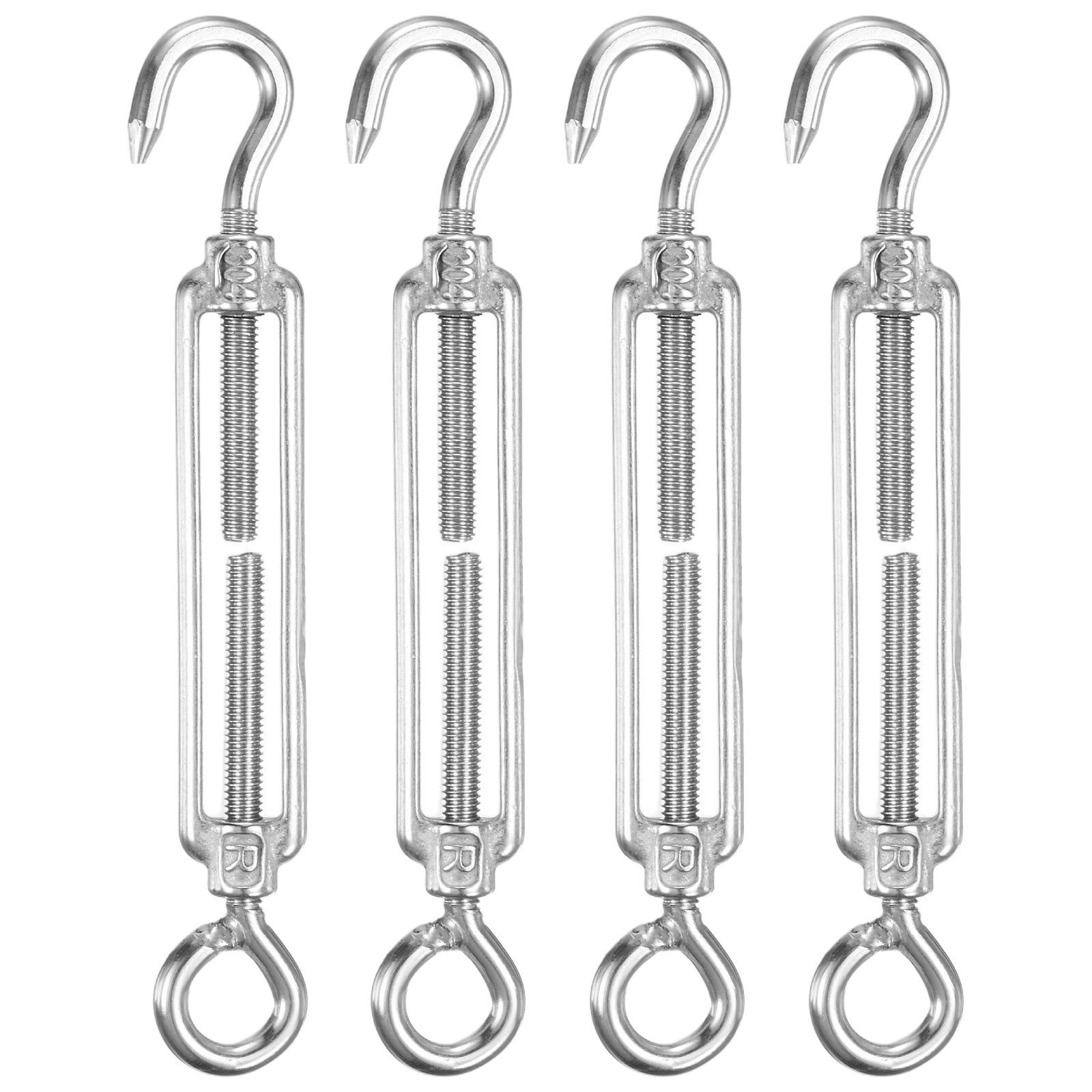 Uxcell 4-Pack Turnbuckle Hook and Eye, M6 Stainless Steel Heavy ...