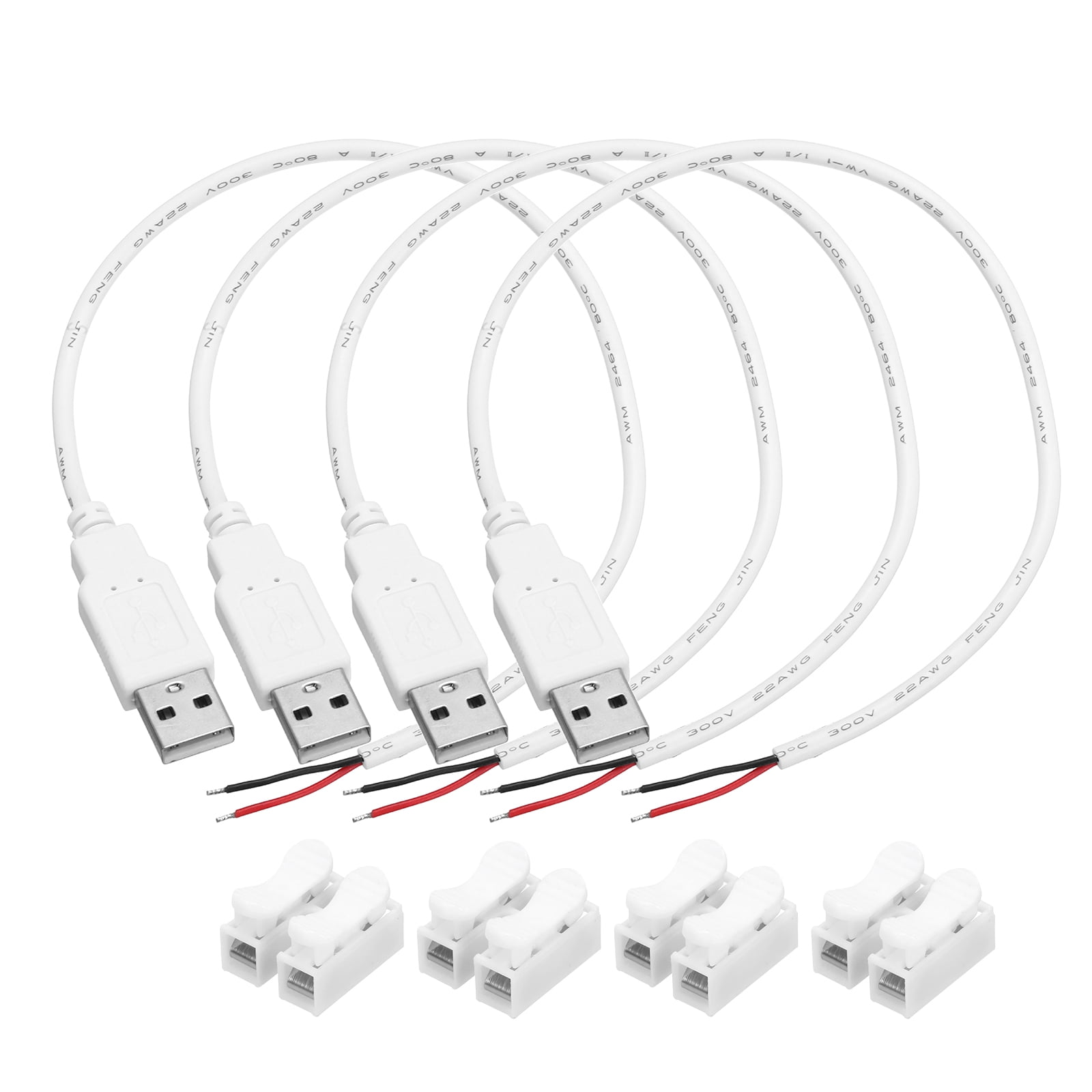 Uxcell 4 Pack USB Plug Pigtail, 0.3 M/1 FT Male Short Power Cable 22AWG ...
